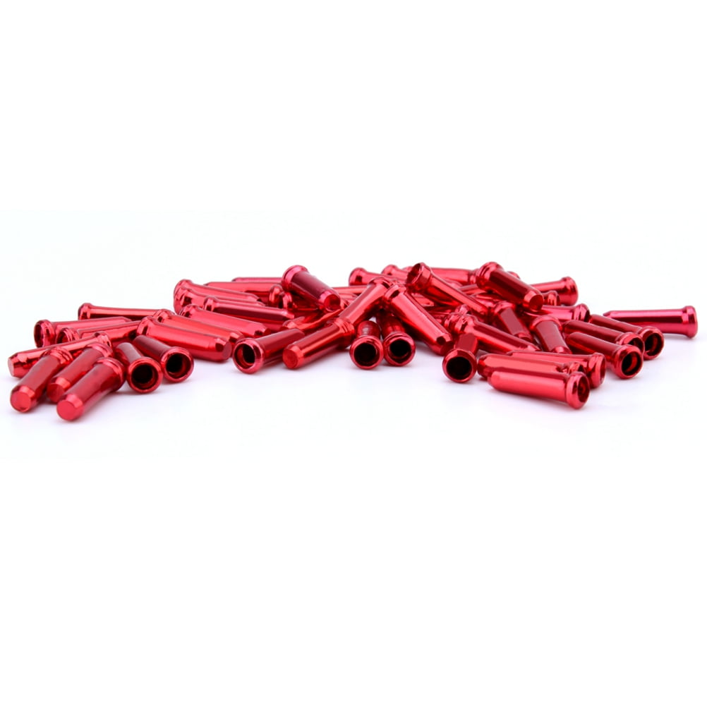 Niceauty Bike Cable Caps 50Set Red Anodized Aluminium Alloy Crimp For ...