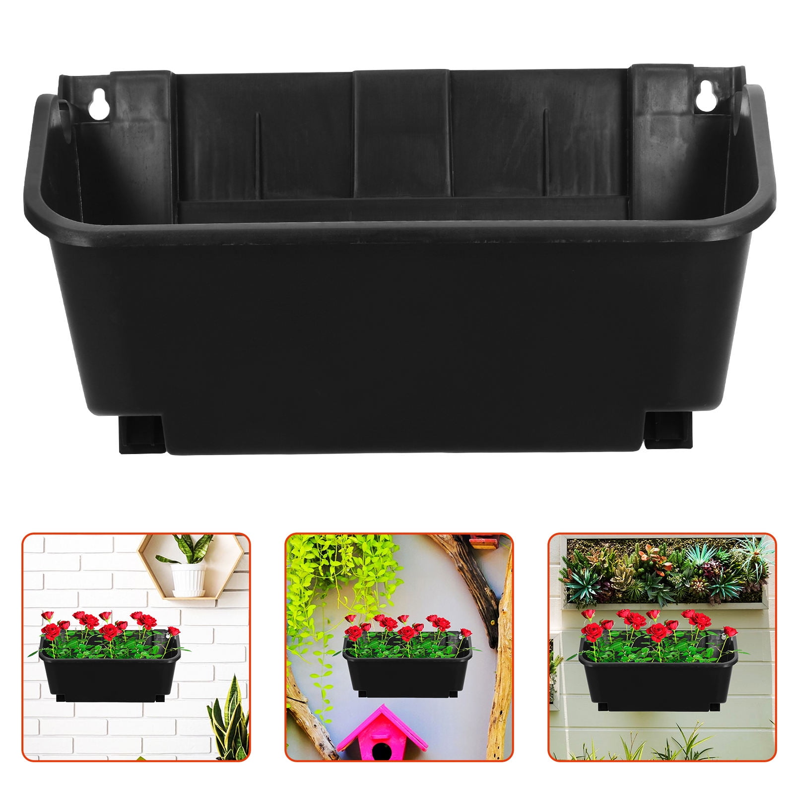 Niceauty Black Vertical Wall Mounted Planter Box for Indoor Outdoor ...