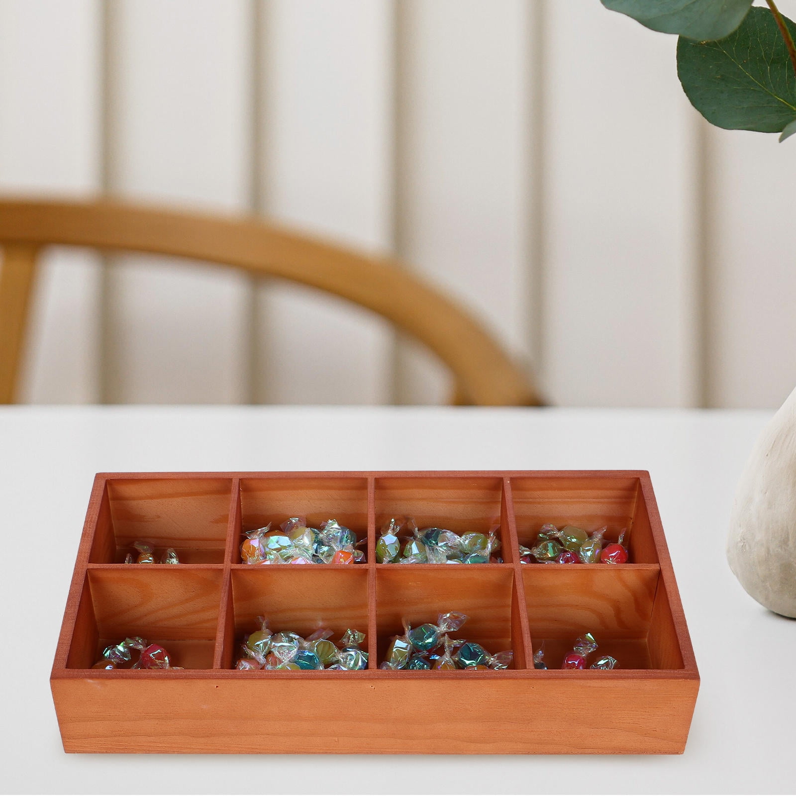 Niceauty Card Sorting Tray Wooden Grid Organizer Box Light Brown 1Pack ...