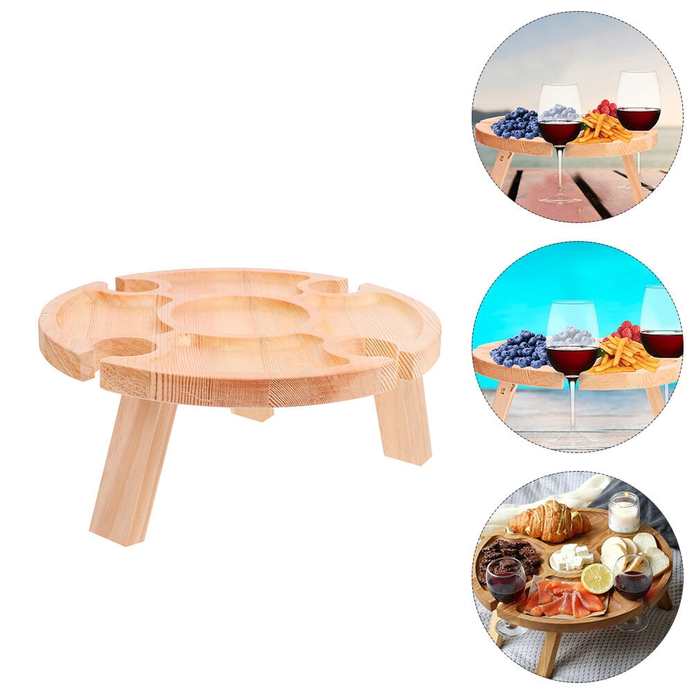 Niceauty Chocolate Portable Foldable Wine Table for Outdoor Use with ...