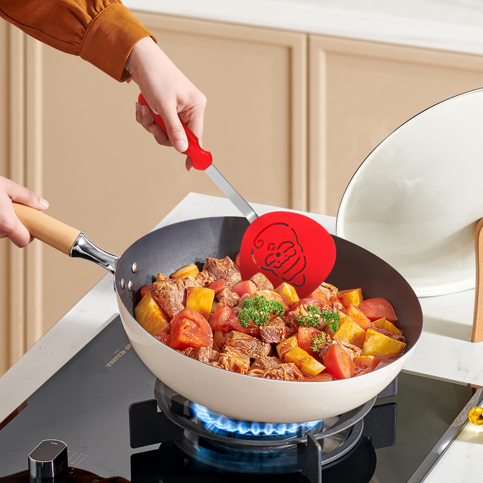 Niceauty Convenient Cooking Spatula 3Pcs Wok Spatulas Assorted Color ...