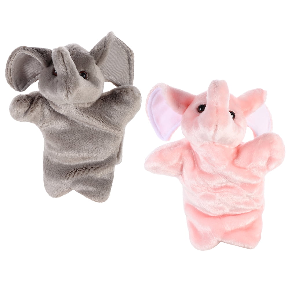 Niceauty Elephants Hand Puppet Soft Stuffed Animal Puppet 2pcs Motor ...