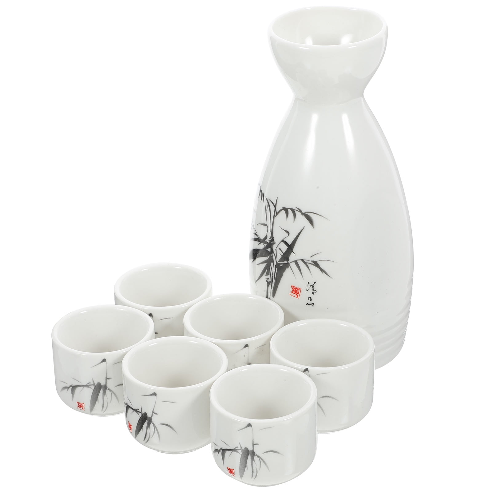 Niceauty White Ceramic Sake Pot Japanese Style Retro Design for Storage ...