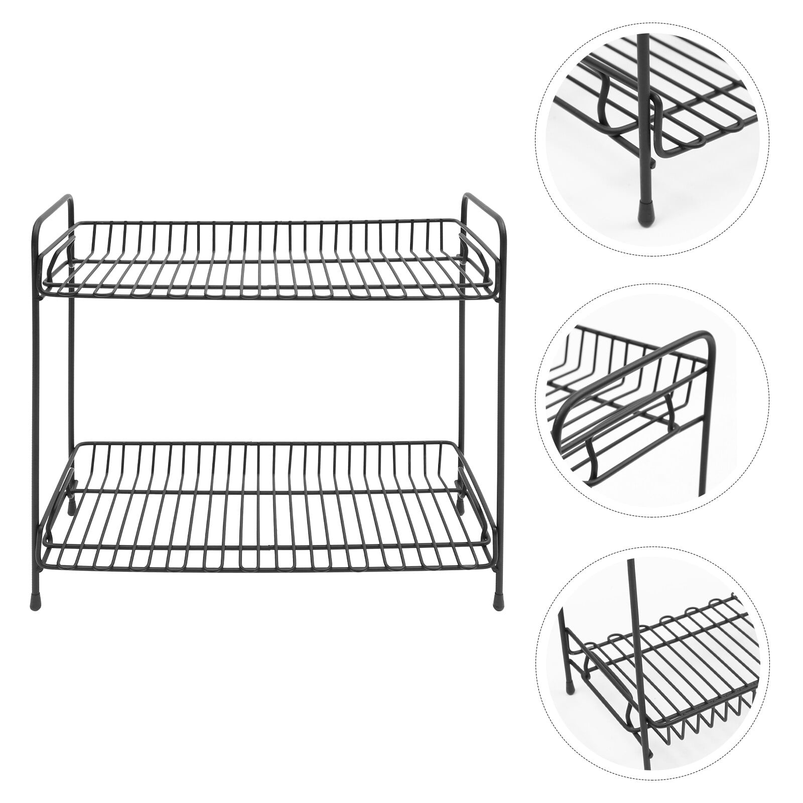 Niceauty 1Pc Multifunctional Kitchen Organizer Shelf Black Stainless ...