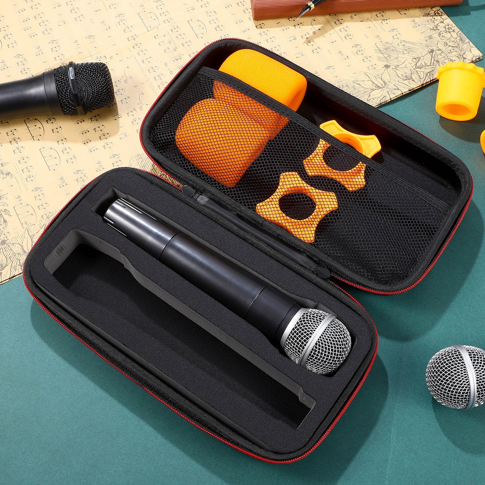 Niceauty Anti-Shock Microphone Bag Black Eva Sponge Padded Easy Storage ...