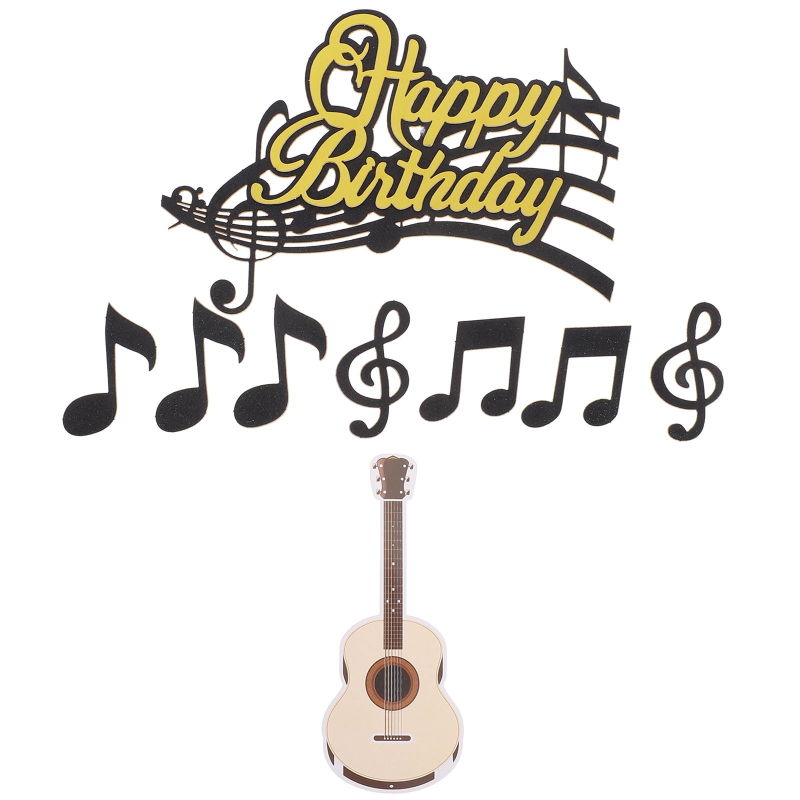 Niceauty Music Themed Cake Toppers Assorted Color Paper Birthday Party ...
