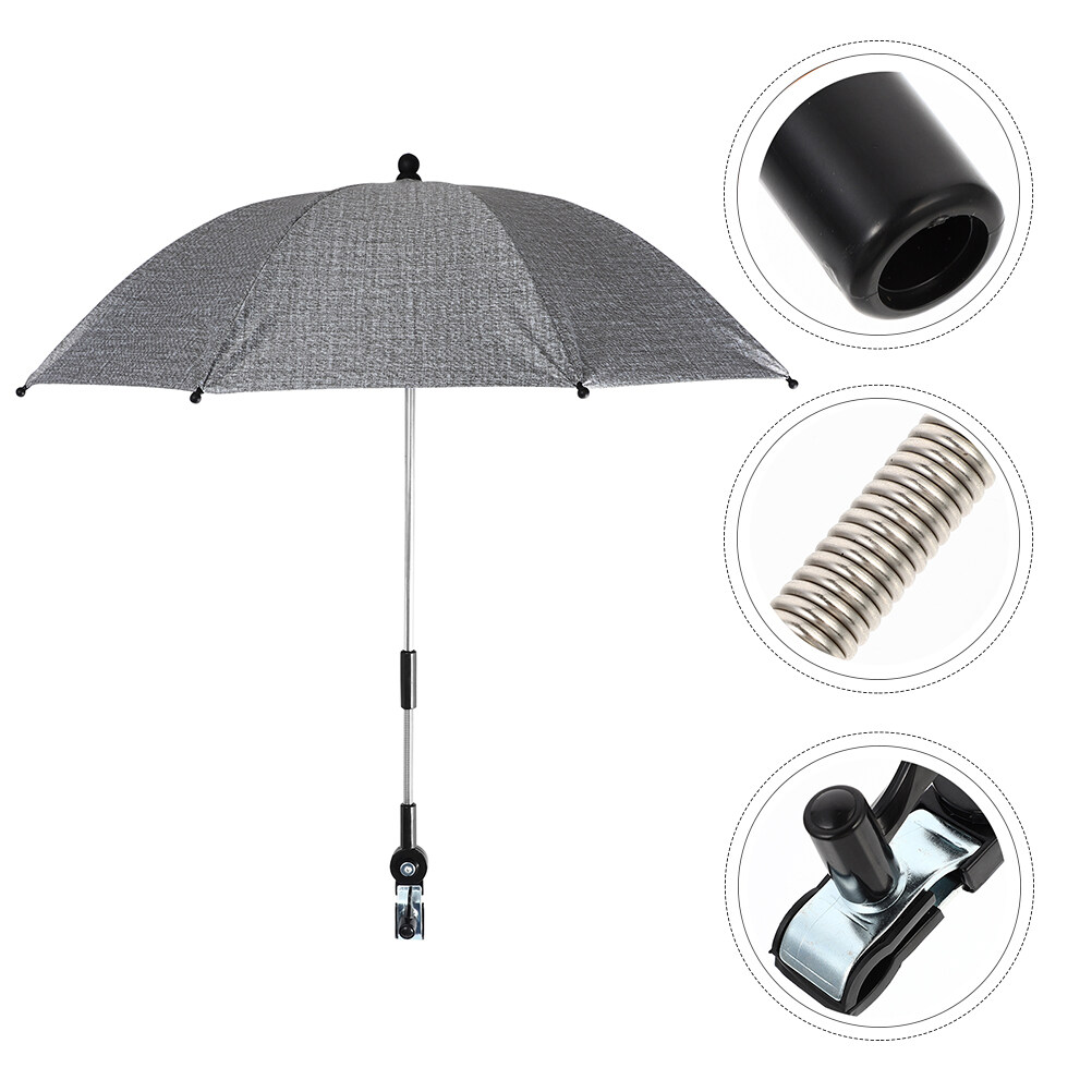 Niceauty Large Grey Pram Umbrella with High Elastic Steel Core for Full ...