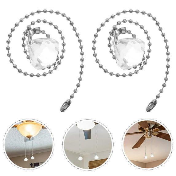 Niceauty Set of 2 Pull Cords for Ceiling Lights Multi Acrylic Crystal ...