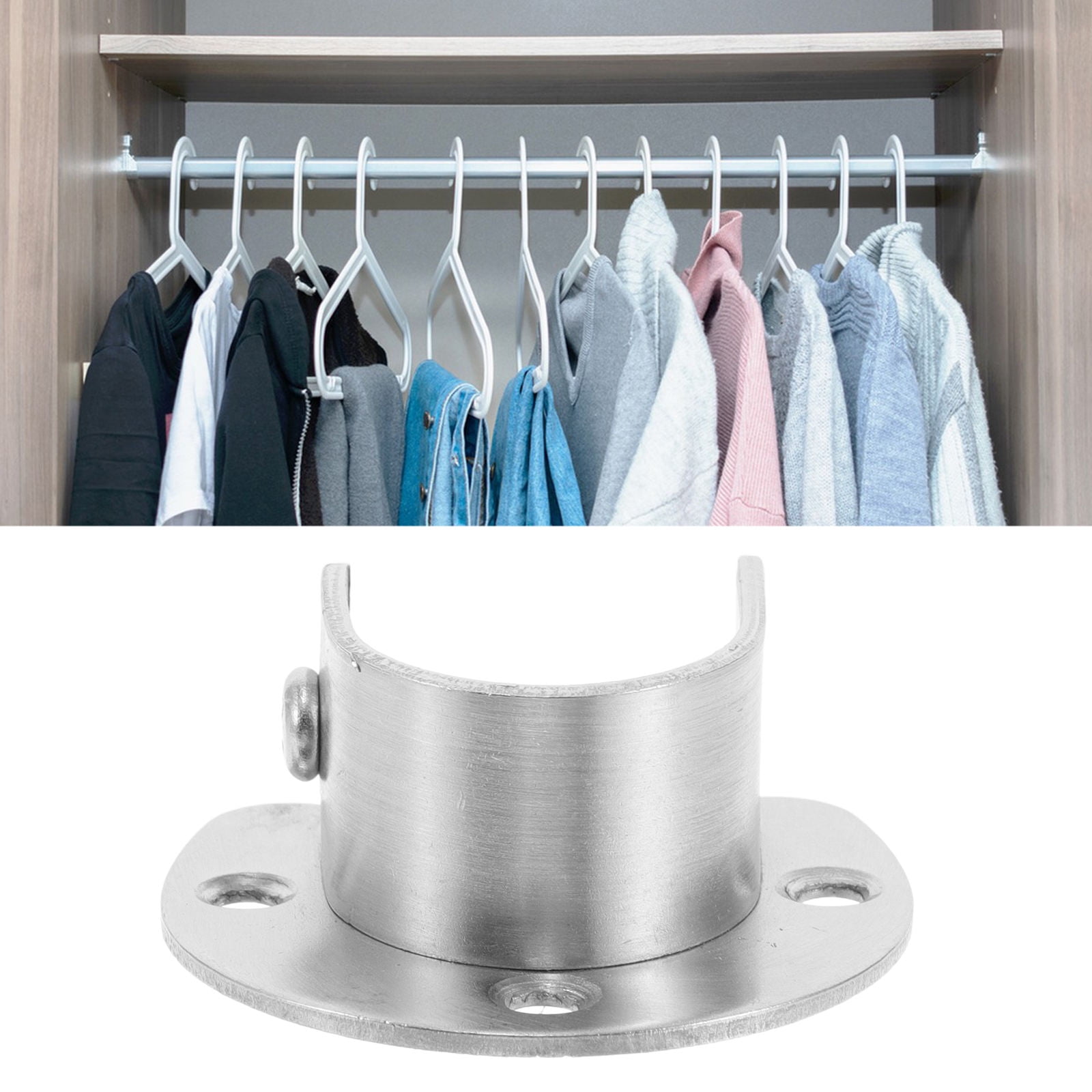 Niceauty Stainless Steel Pipe Support Base for Closet Setup and Hanging ...