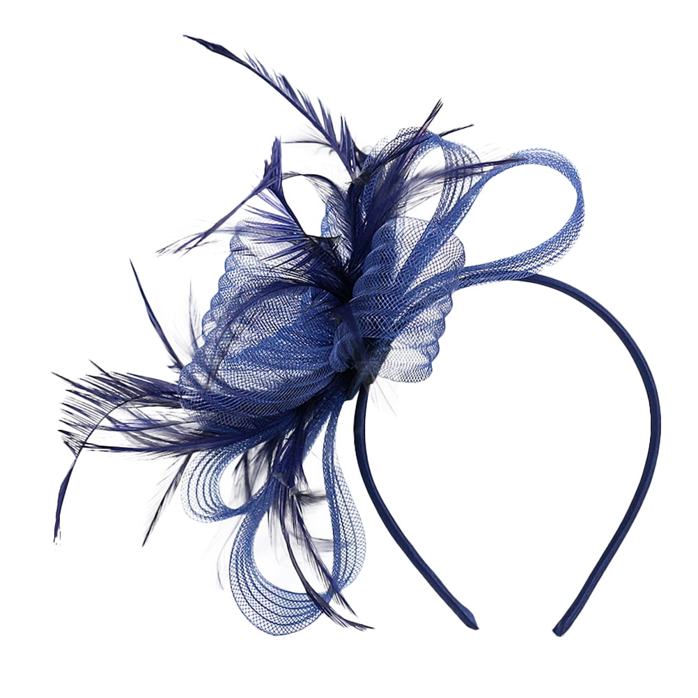 Niceauty Tea Party Headband Fascinator Hat Navy 1Set Artificial Plume ...