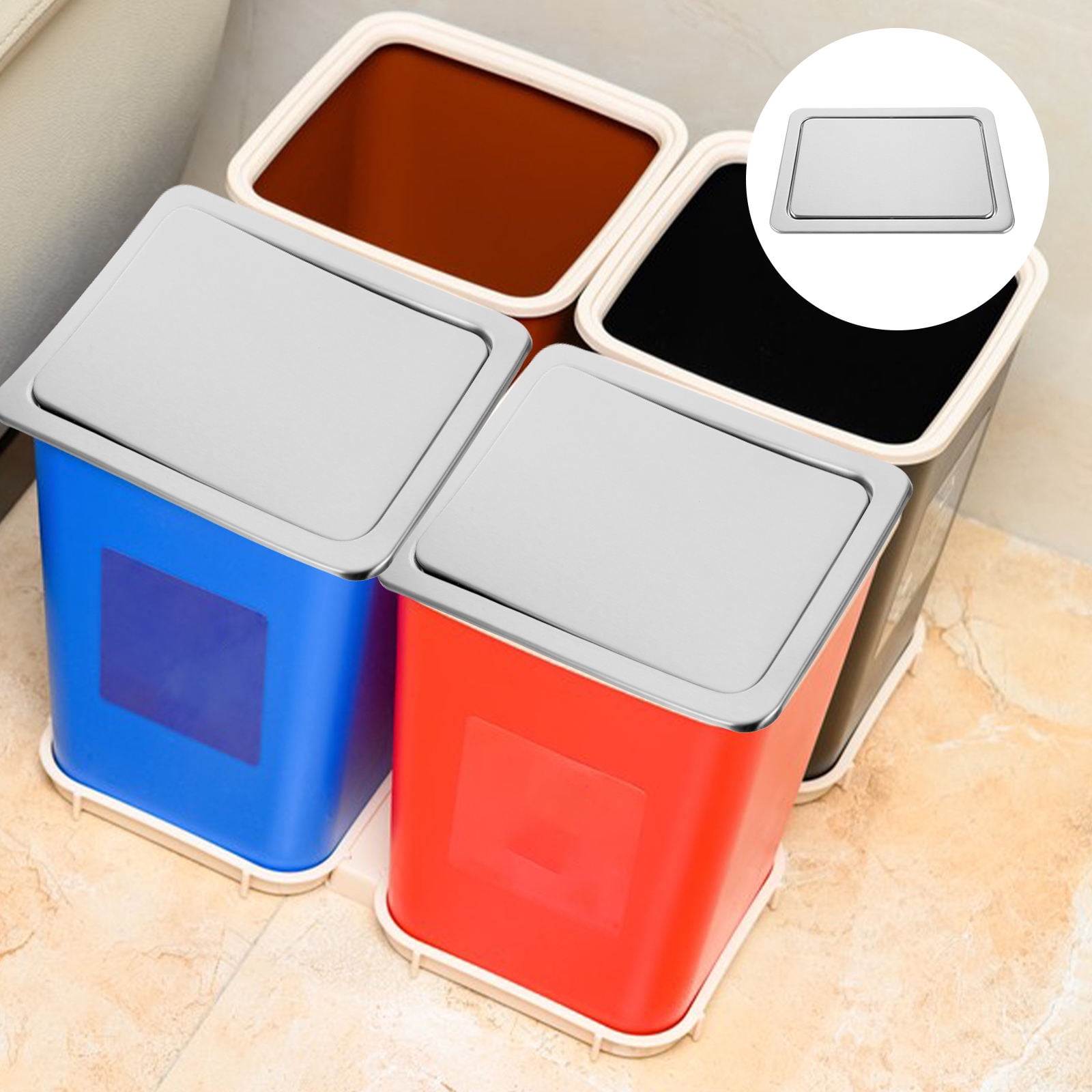 Niceauty Trash Can Recessed Lid Trash Bin Lid Embedded Type Easy to ...