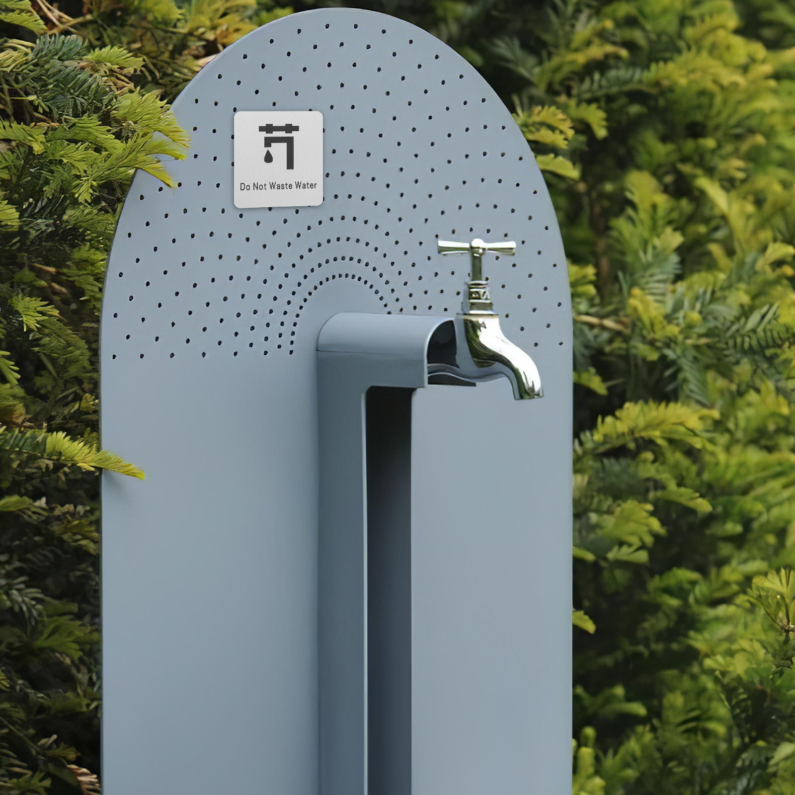 Niceauty Water Conservation Alert Sign Silver Aluminium Square Bathroom ...