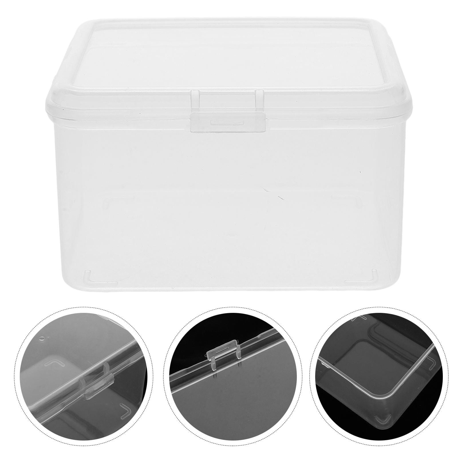 Niceauty hinged storage box Plastic Card Organizer Transparent ...