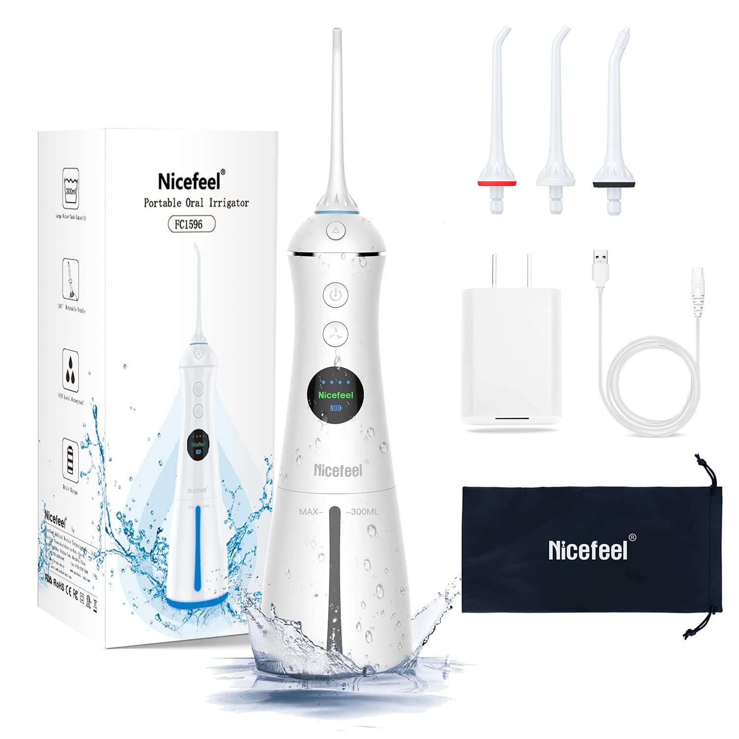 Nicefeel Portable Water Flosser OIF8 Cordless Rechargeable Dental ...