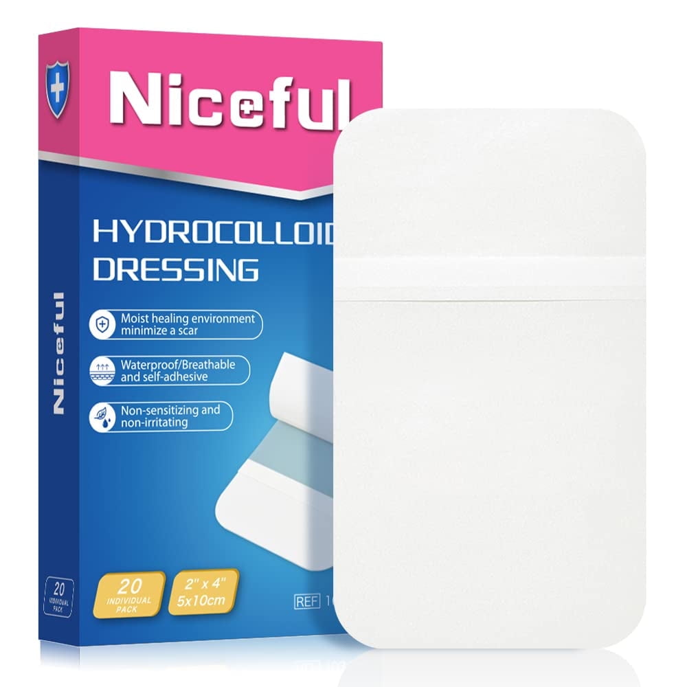 Niceful Hydrocolloid Bandages, 20 Packs, 2x4 in, Waterproof, Large ...