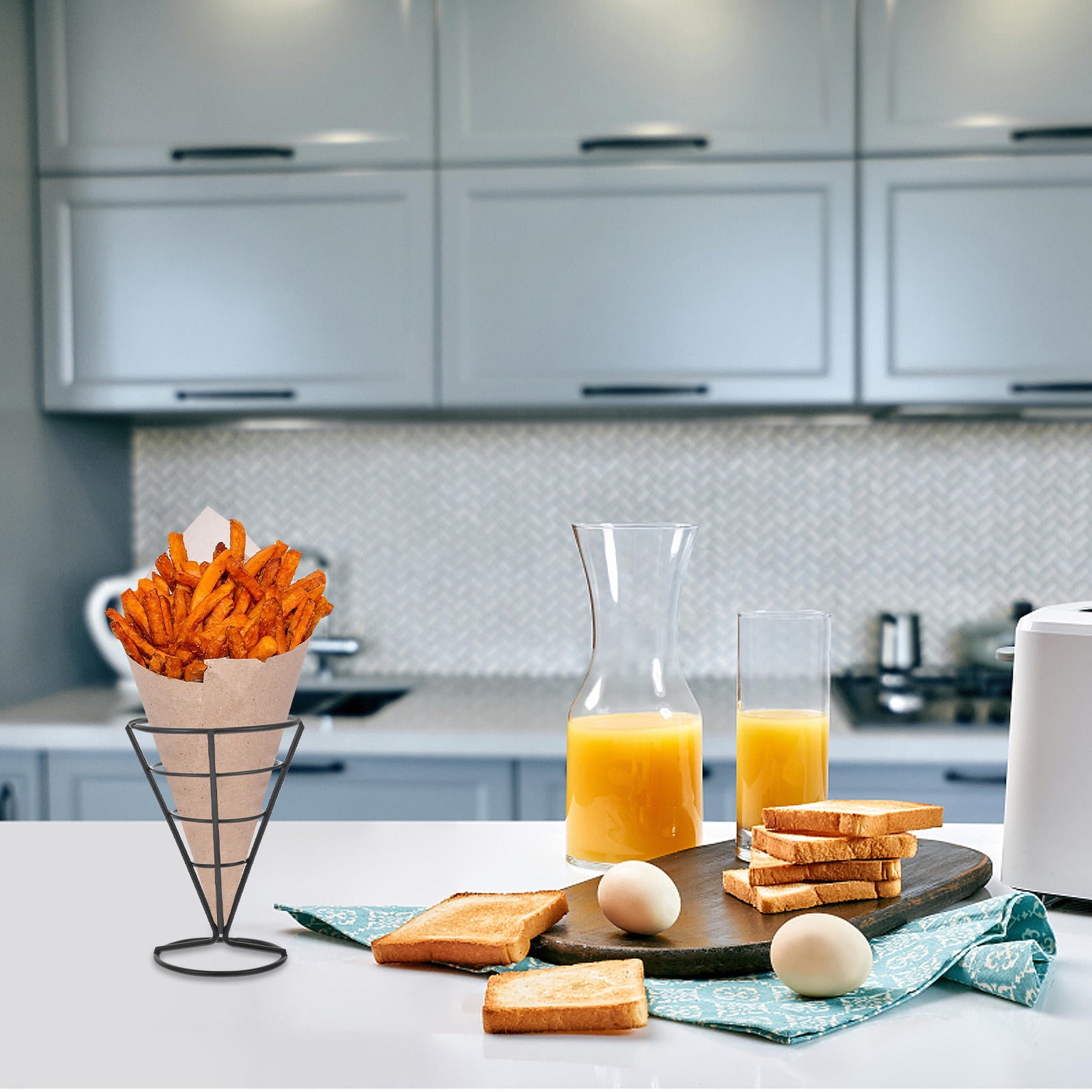 Nicehomfit General Users French Fries Stands Black Stainless Steel 2Pcs ...