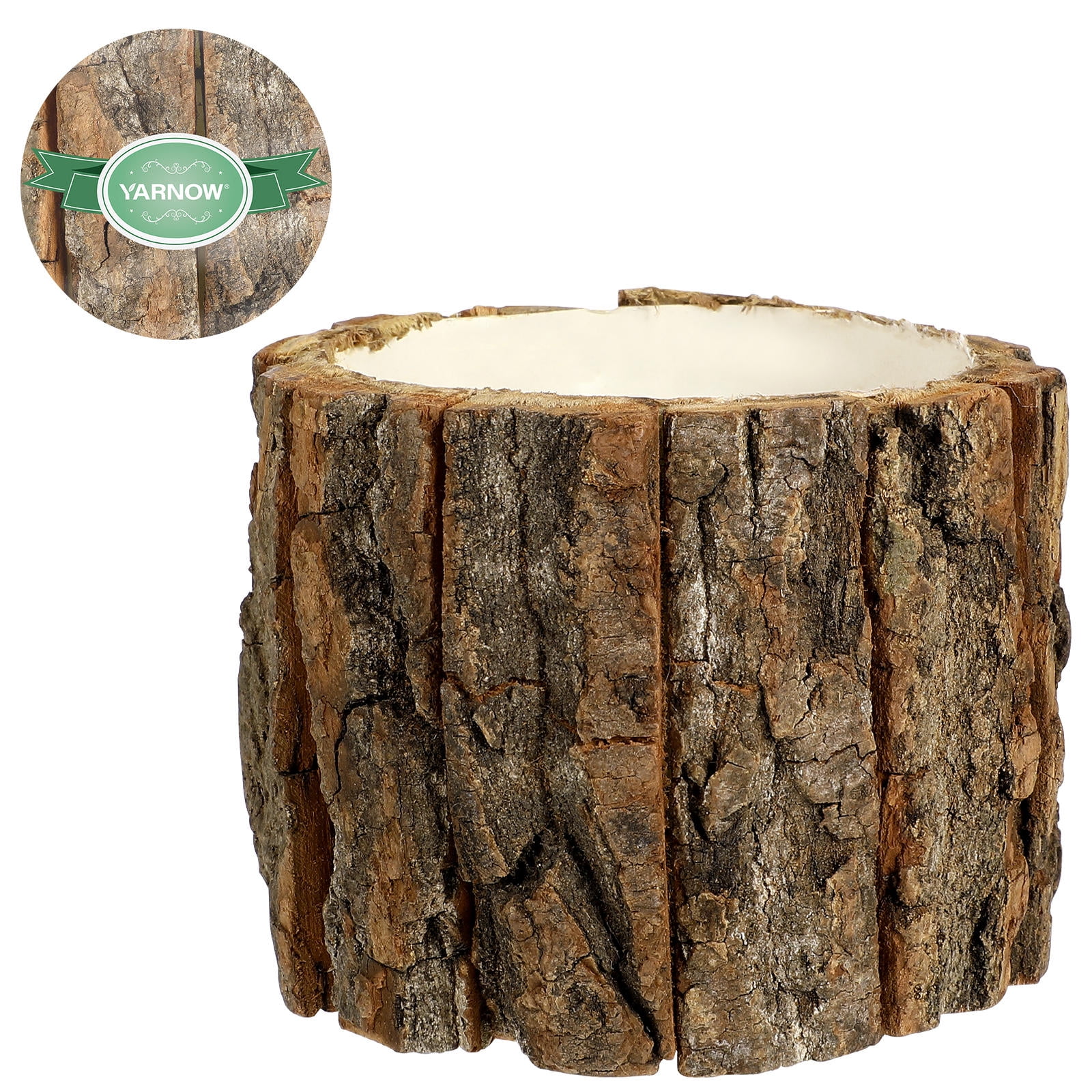 Nicehomfit Wood Bark Pot Wooden Flower Bucket Rustic 1Pcs - Walmart.com