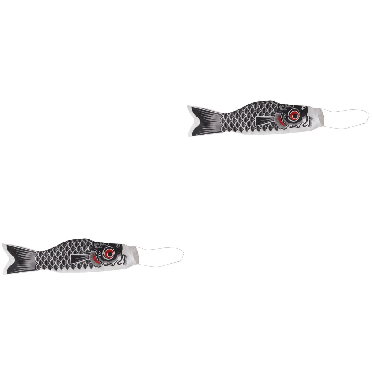 Nicehomfit 2pcs 55cm Japanese Carp Flag Koinobori Windsock (Black ...