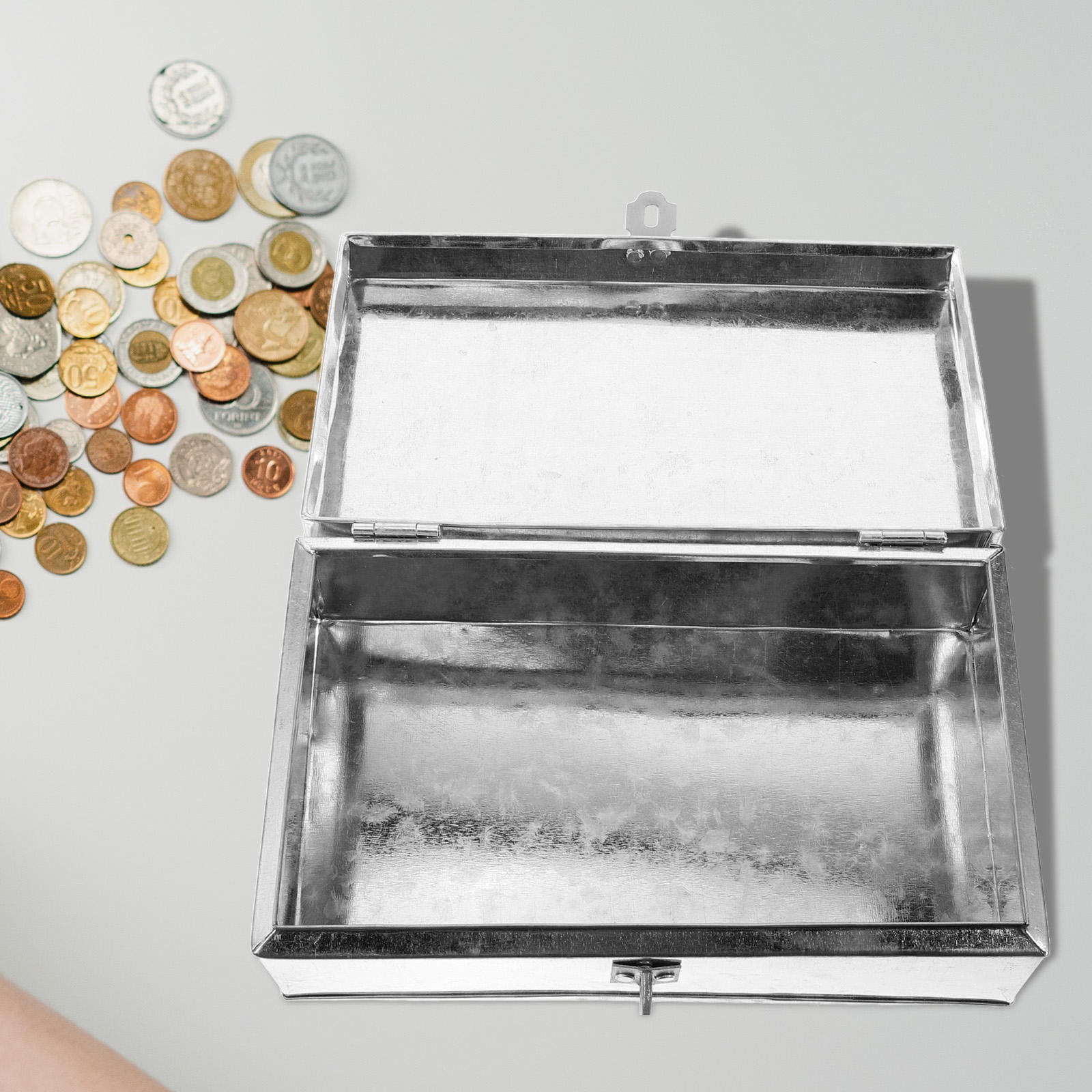 Nicehomfit Portable Box Metal Toolbox Iron Security Tool Box Silver ...