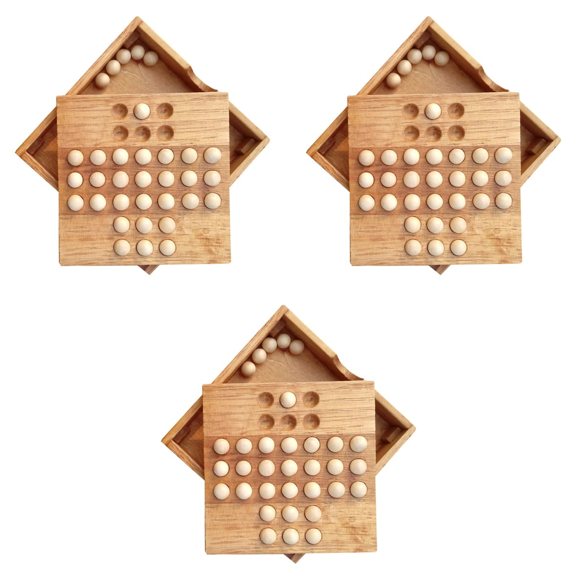 Nicehomfit 3pcs Wooden Solitaire Chess Board Game Single Chess Peg ...