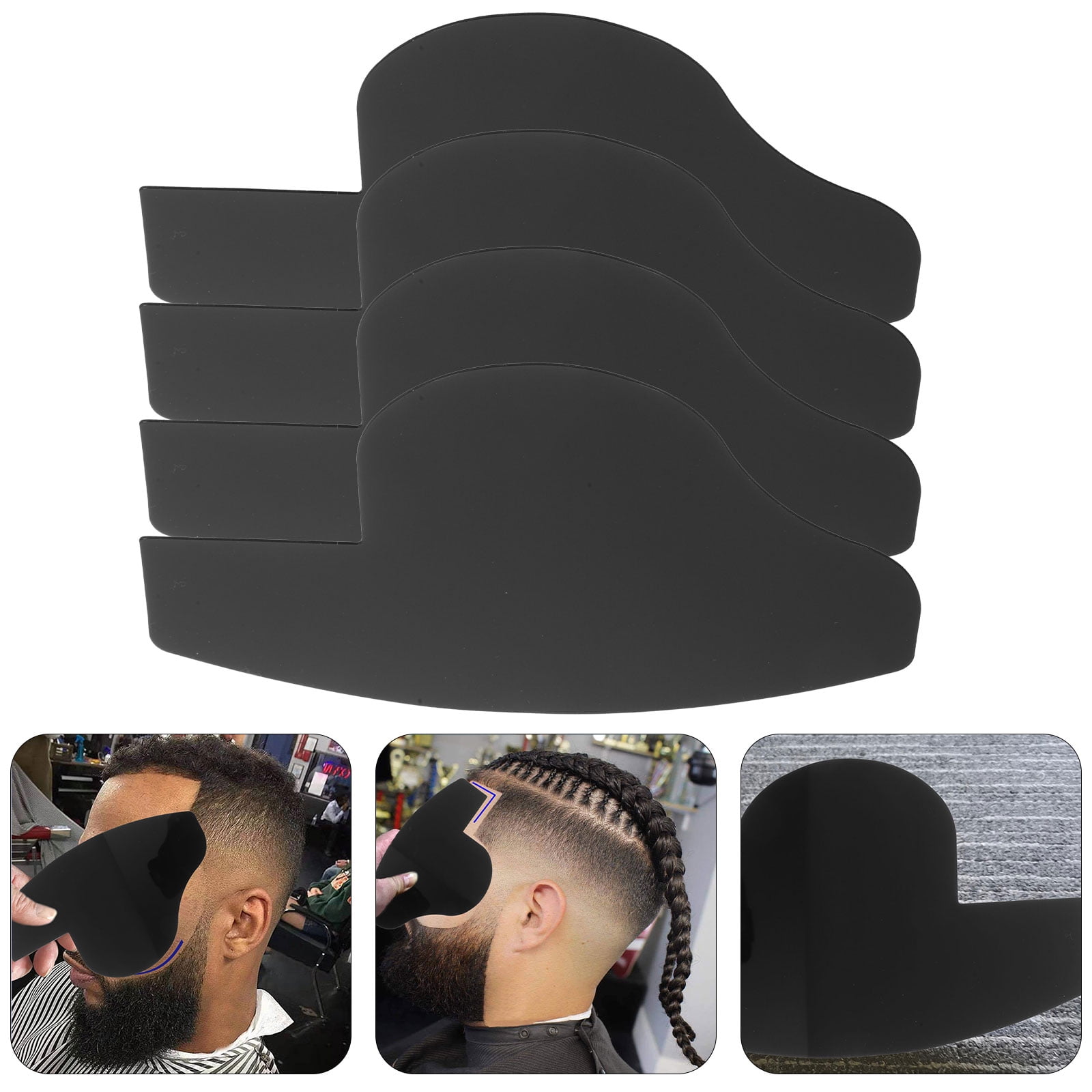 Nicehomfit 4 Pcs Beard Shaping Tool Hairline Ruler Card in Black PVC ...