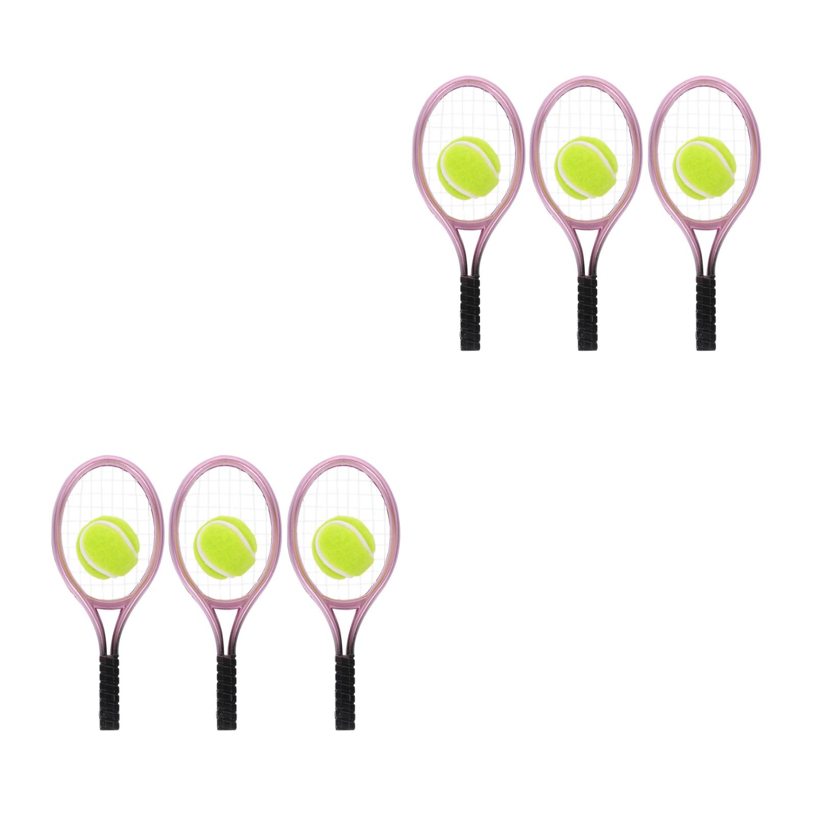 Nicehomfit 6 Sets Mini House Tennis Set Miniature Tennis Racket Mini ...