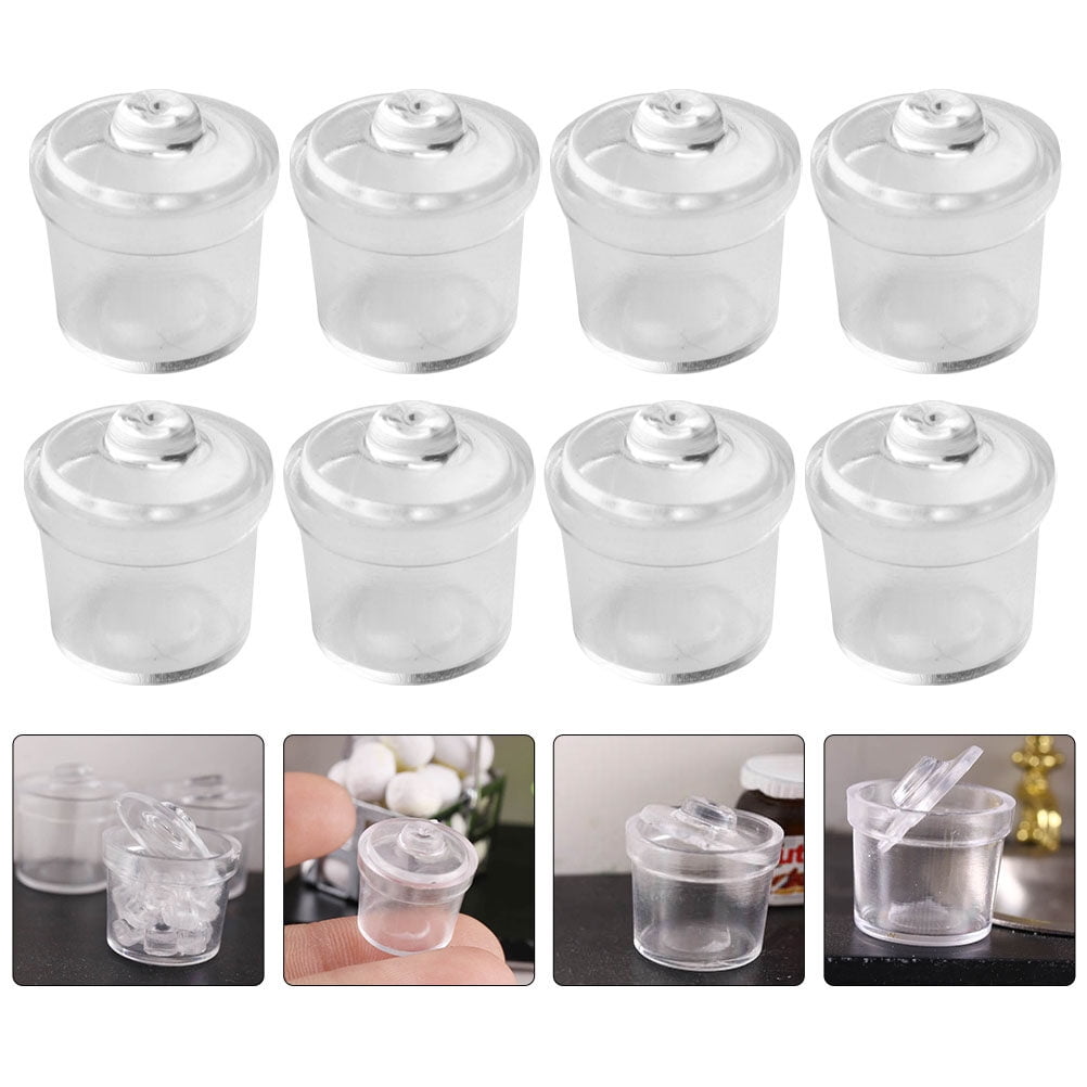 Nicehomfit 8Pcs Mini Jars with Lids Round PVC for Dollhouse and ...