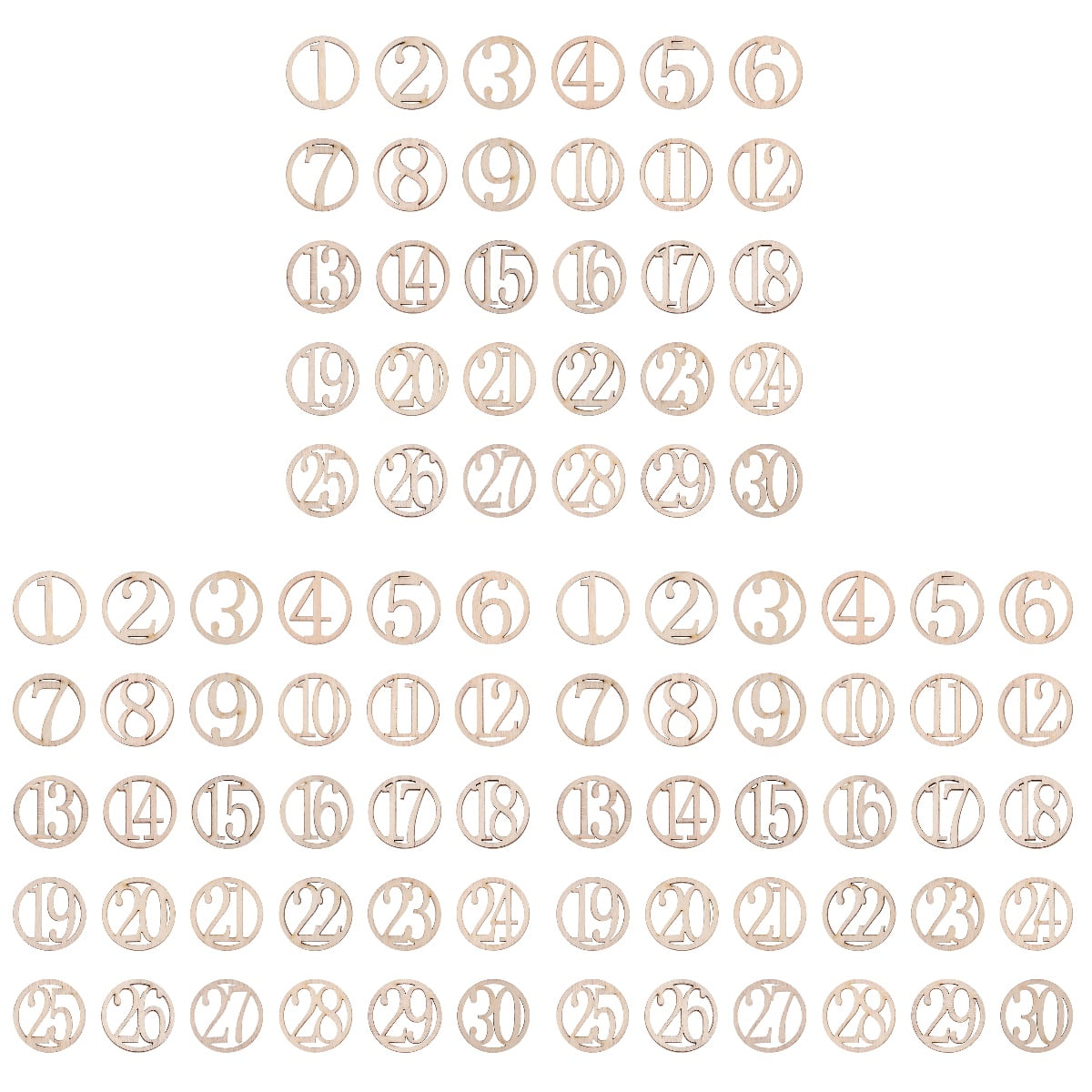 Nicehomfit 90 pcs Wooden Numbers Blank Unpainted Numbers Wooden DIY ...