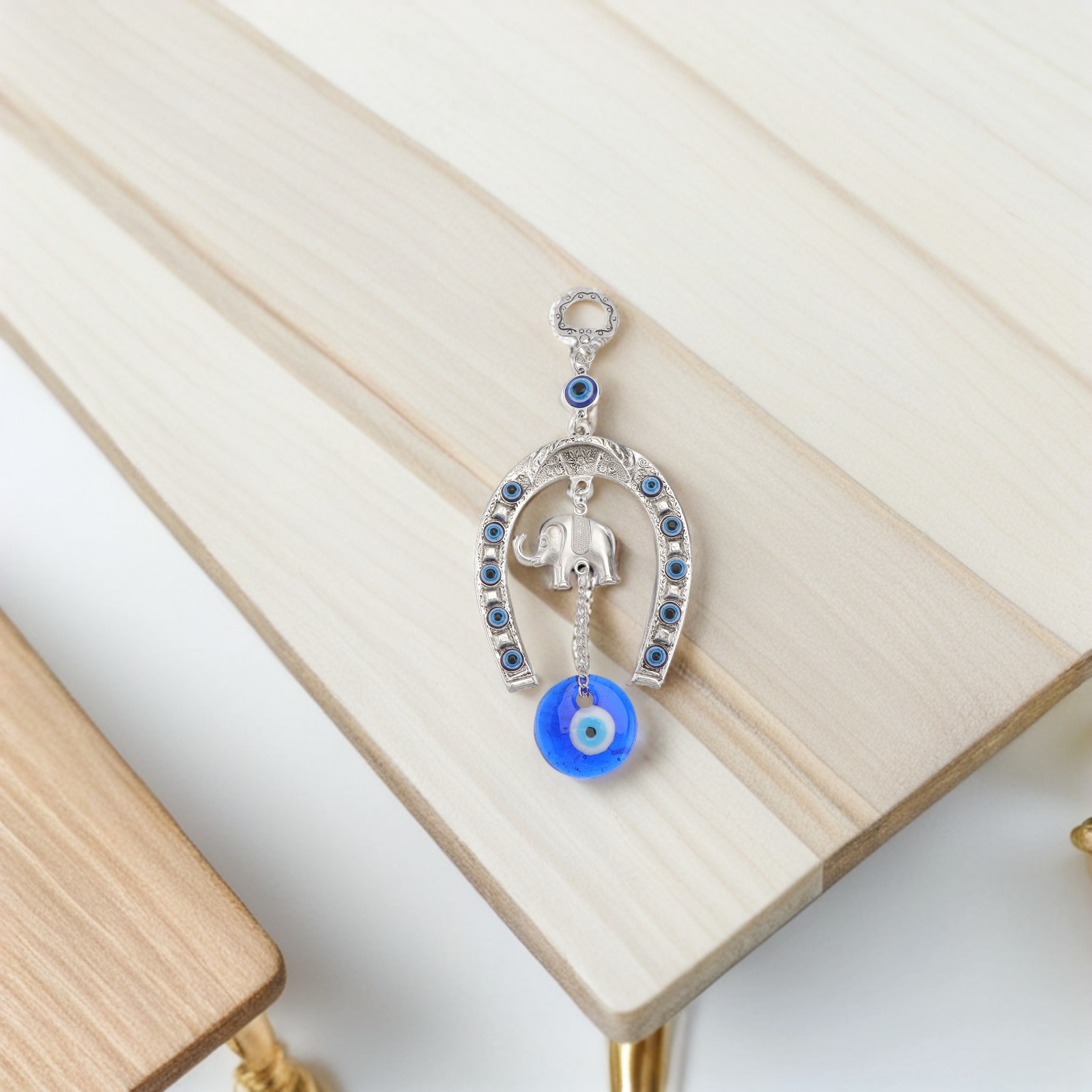 Nicehomfit Blue Eyes Blessing Decor with Horseshoe Pendant Made of ...