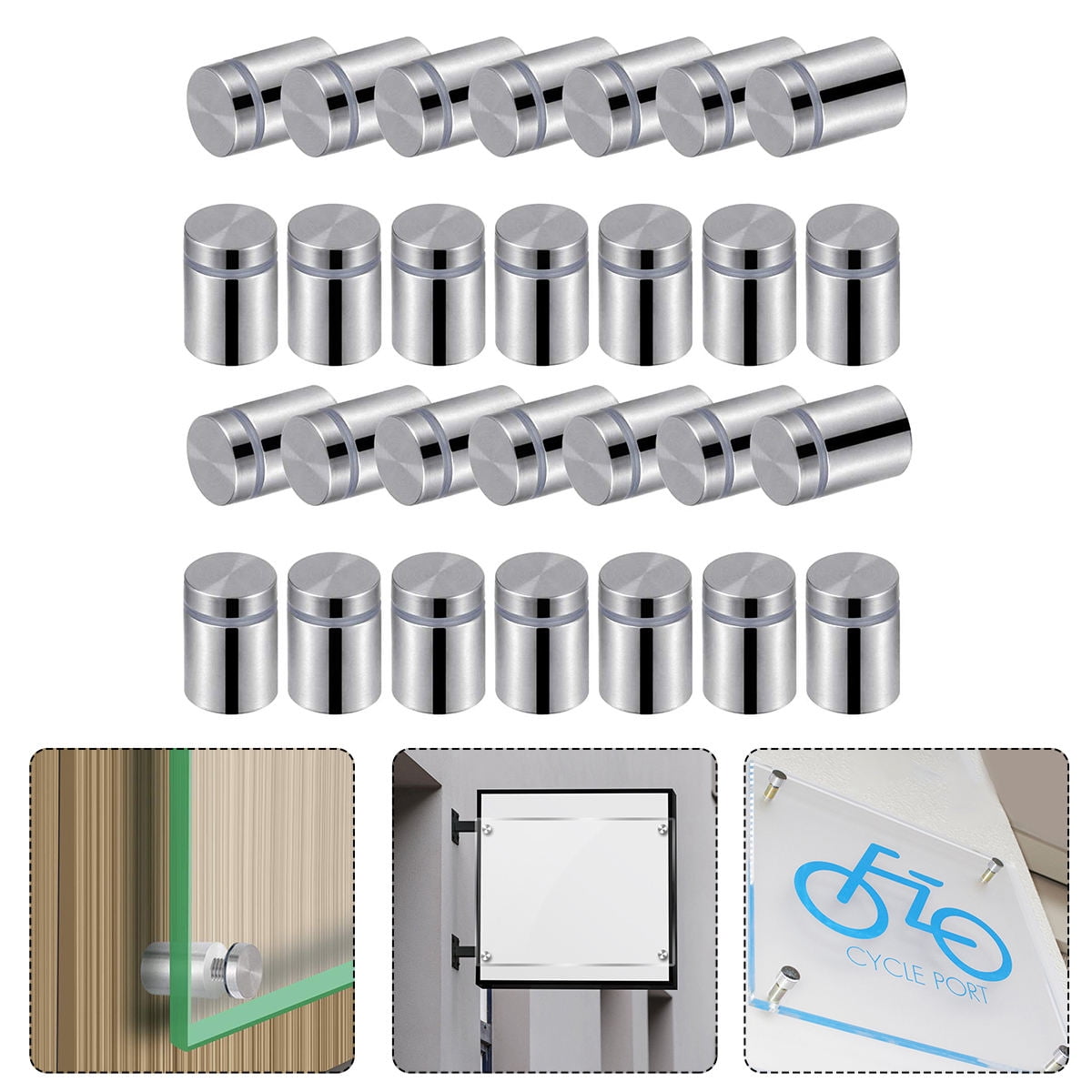 Nicehomfit Round Silver Stainless Steel Screws 40Pcs for Glass and ...