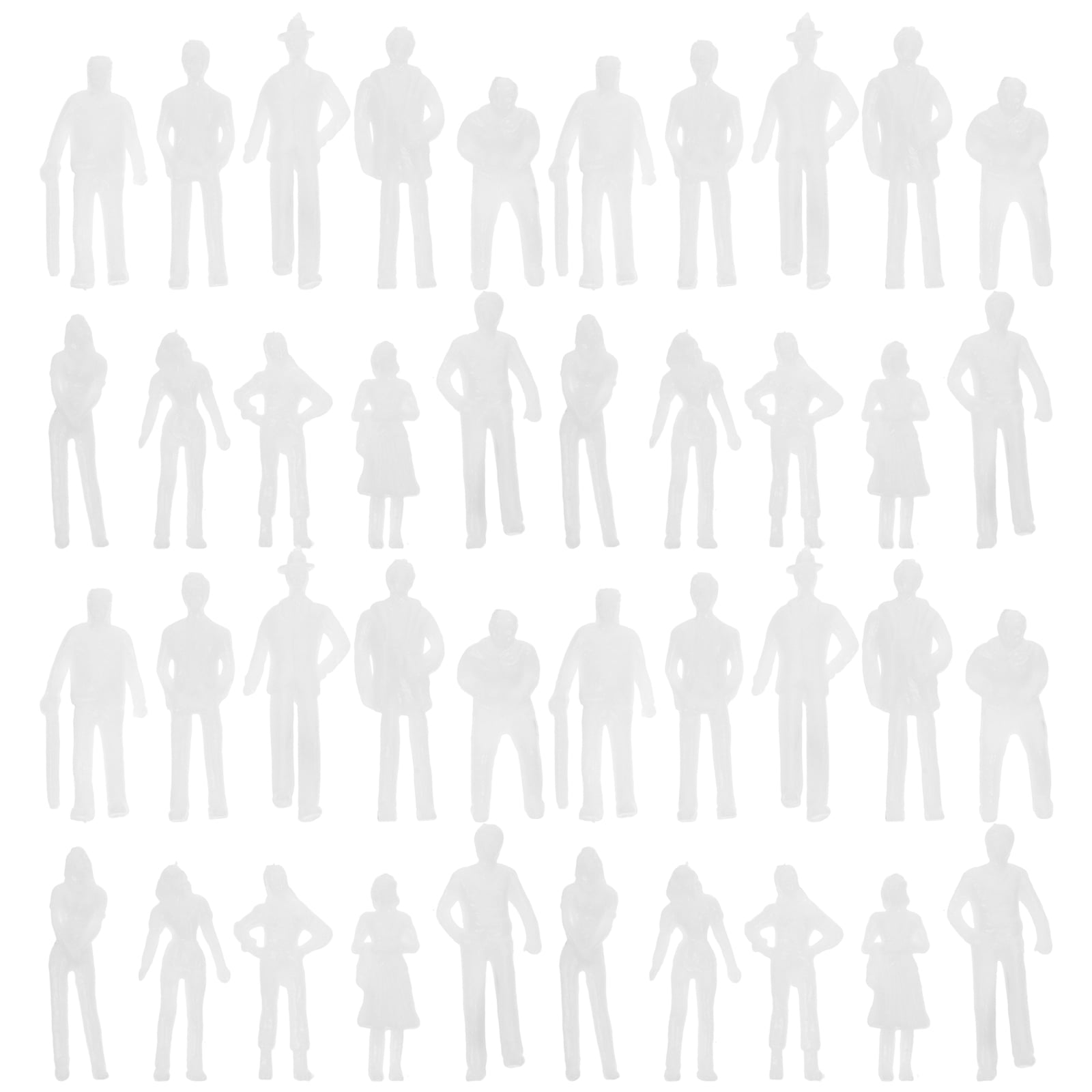 Nicehomfit 50Pcs White People Figures Plastic Models for Landscape ...