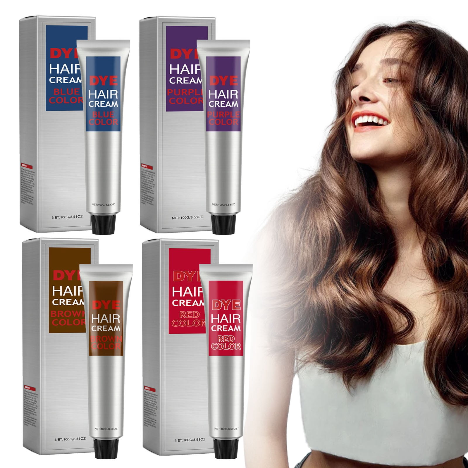 Niceme 4 Colours Hair Dye (Brown, Red, Purple, Blue) - Natural & Gentle ...