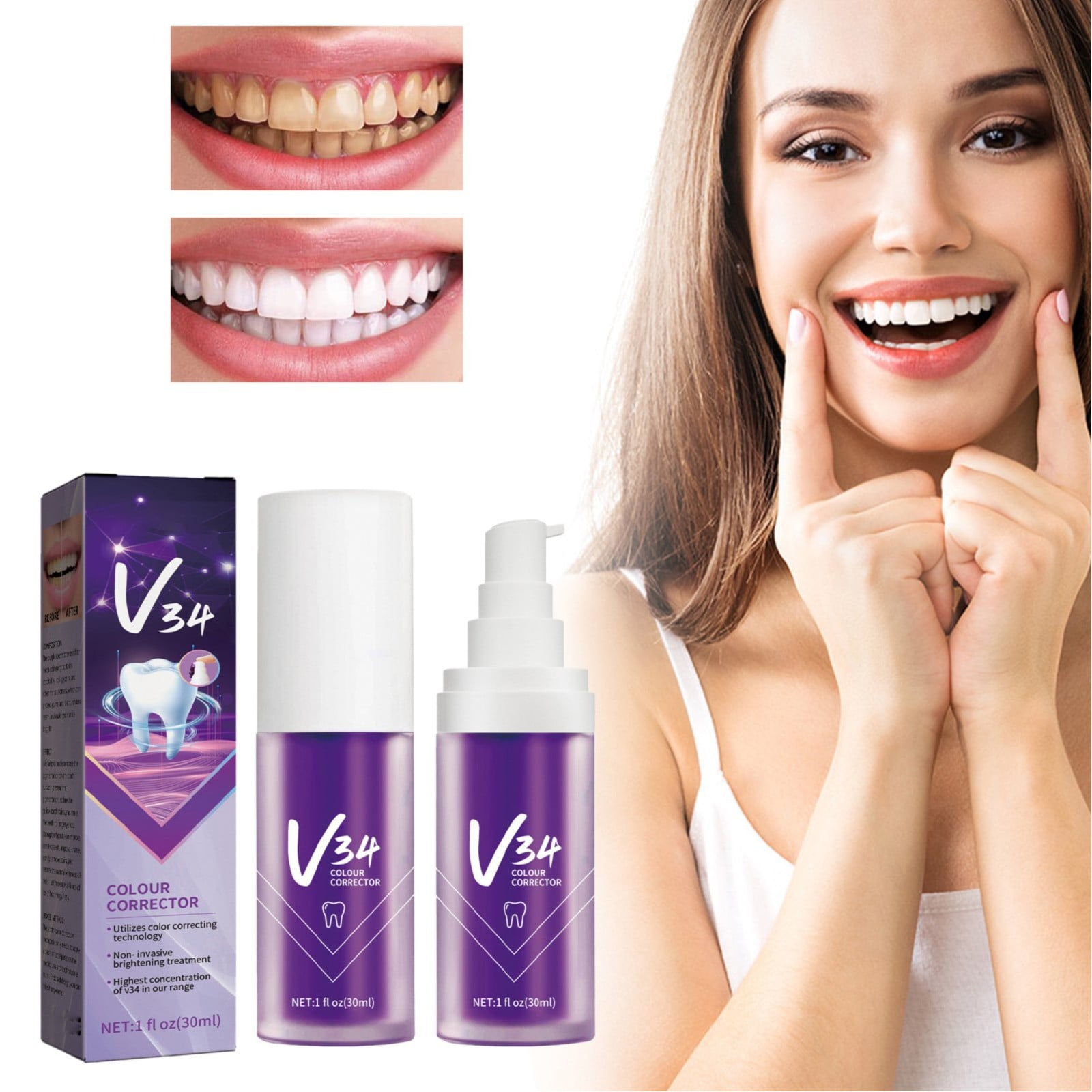 Niceme Toothpaste Purple Corrector Toothpaste For Teeth Non Invasive ...