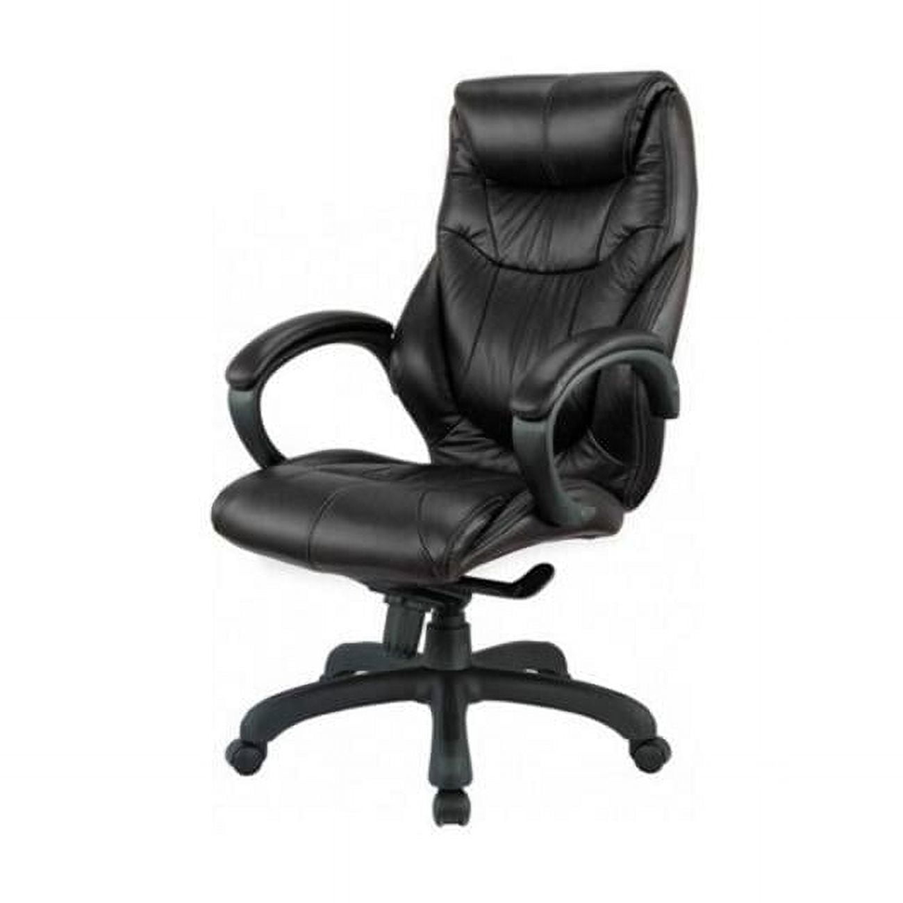 Nicer Furniture AP127A-BK Real Leather High Back Executive Chair, Black ...