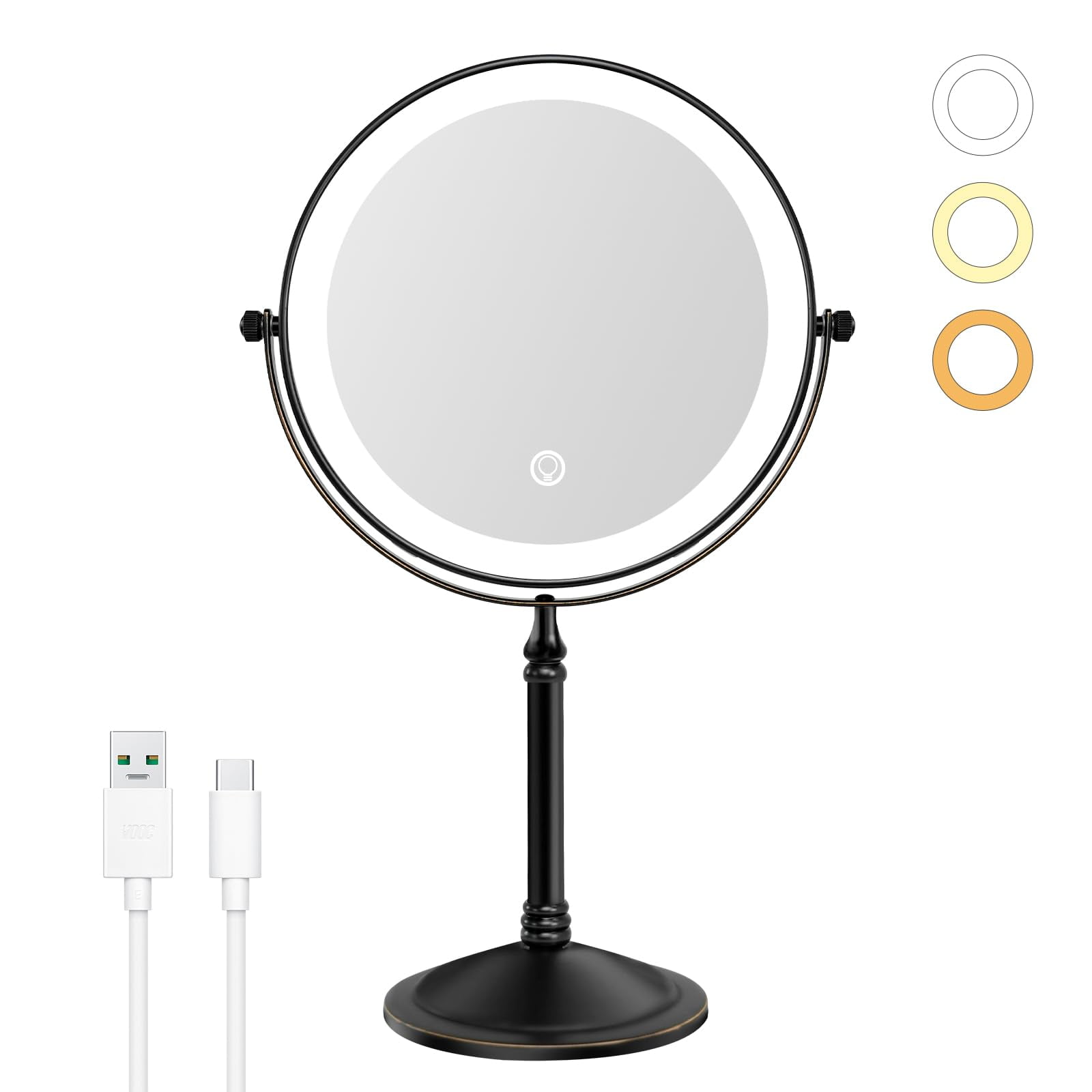 Nicesail Makeup mirror with Lights and Magnification 10X, Rechargeable ...