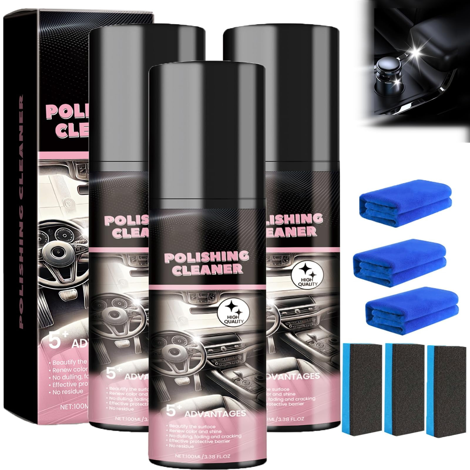 Nicetopu Polishing Cleaner - Car Interior Cleaner, Waterless Spray Wax ...
