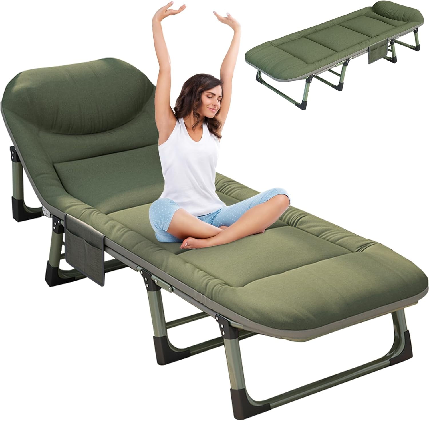 Niceway 75" Camping Cots for Adults with 6 Adjustable Positions ...
