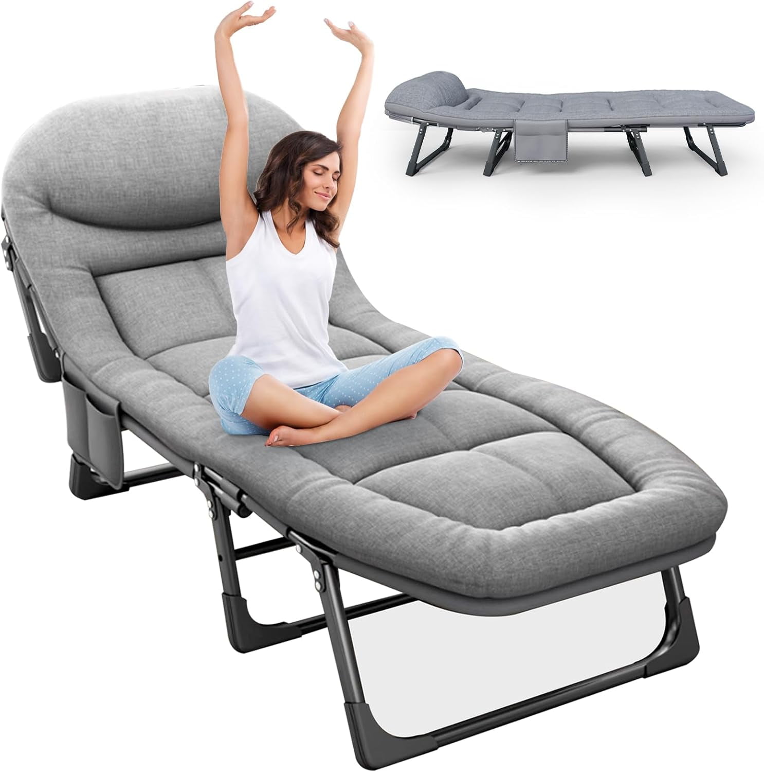 Niceway Sleeping Cots/Camping Cots for Adults 6 Adjustable Positions ...