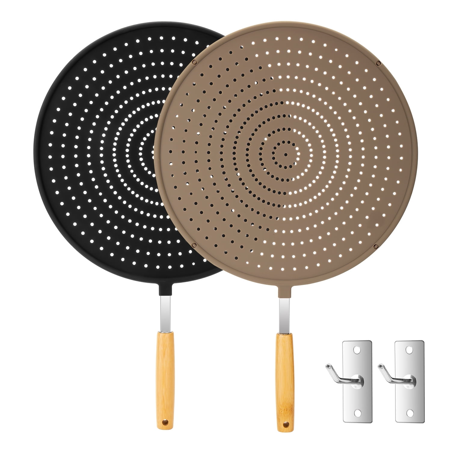 Nicewell 2 Pack Silicone Splatter Screen for Frying Pan, 13" Wooden ...