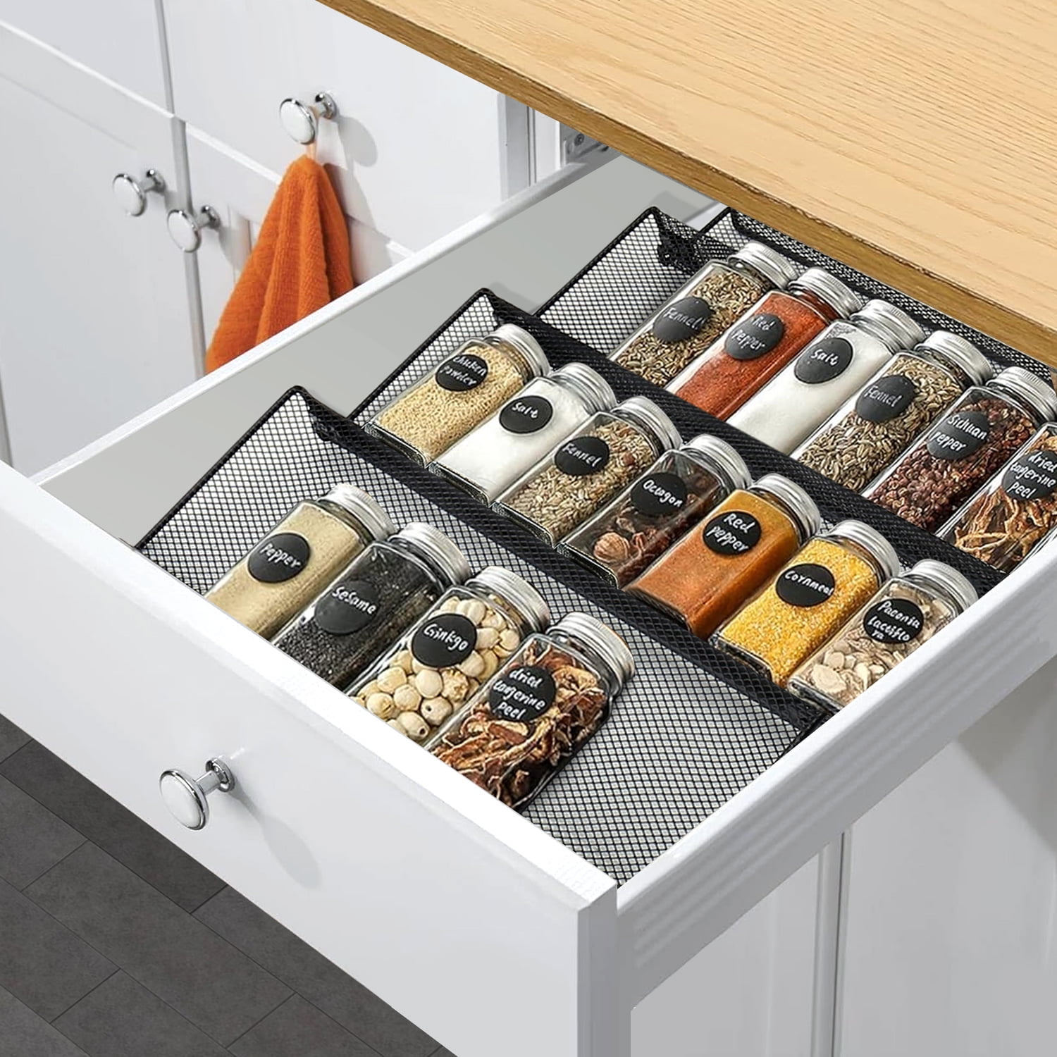Nicewell Metal Stable Drawer Spice Organizer, 4 Tier - 1 Set Expandable ...