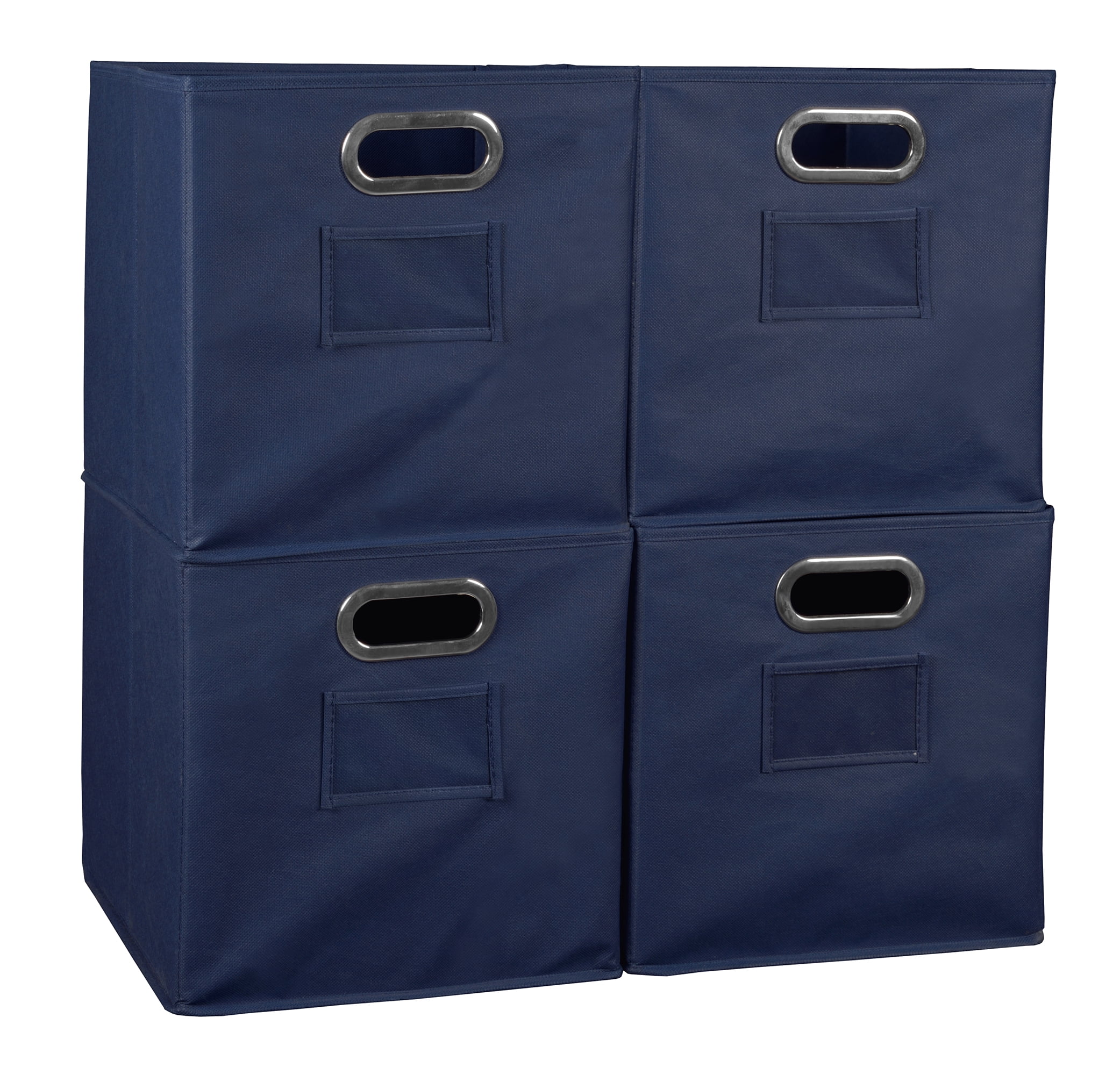 Niche Cubo Set of 4 Foldable Fabric Storage Bin with Label Holder- Blue ...