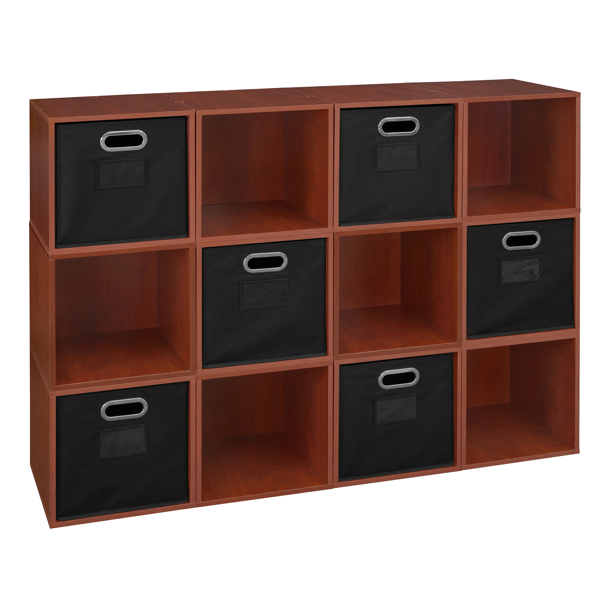 Niche Cubo Storage Organizer Open Bookshelf Set 12 Cubes 6 Canvas Bins
