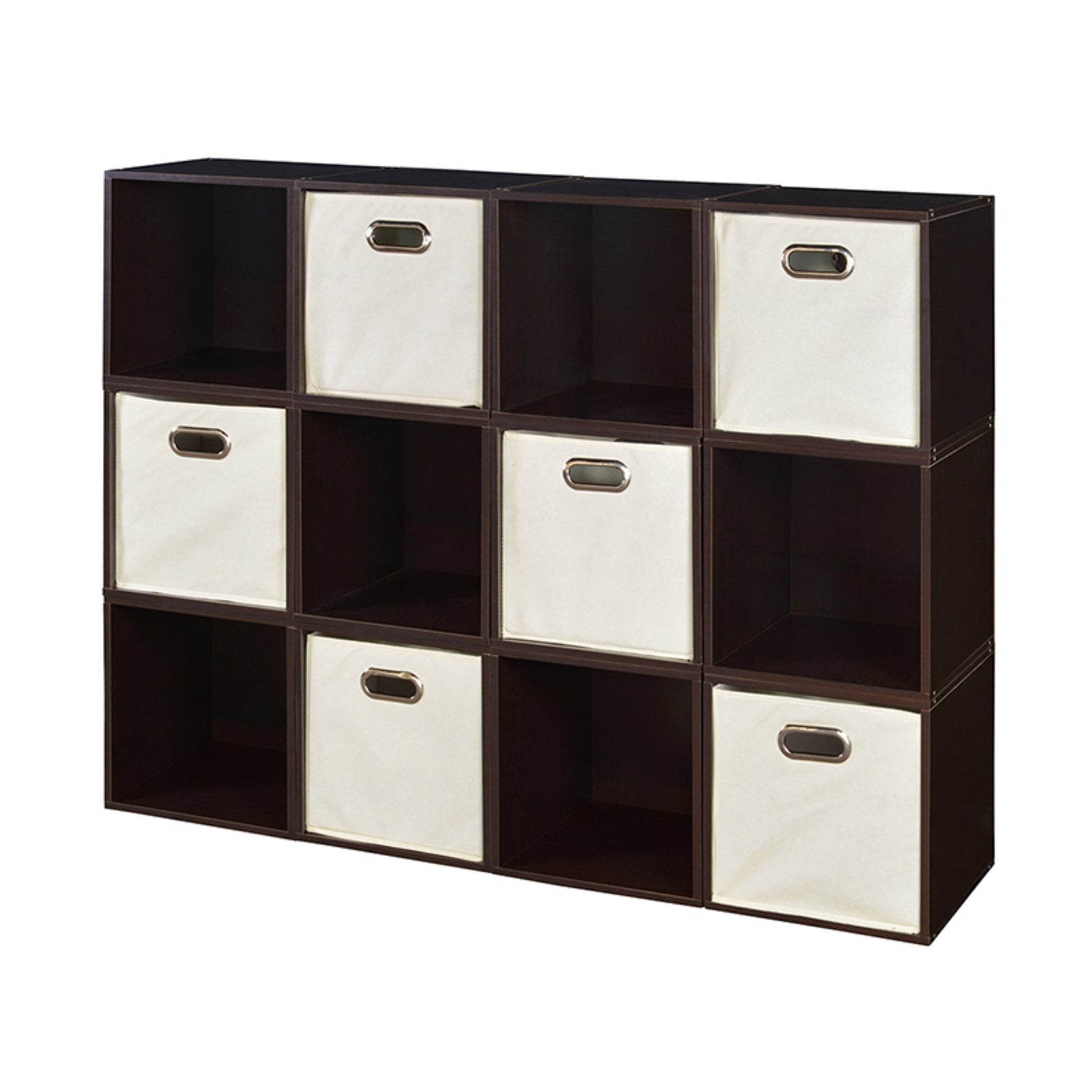 Niche Cubo Storage Organizer Open Bookshelf Set 12 Cubes 6 Canvas Bins