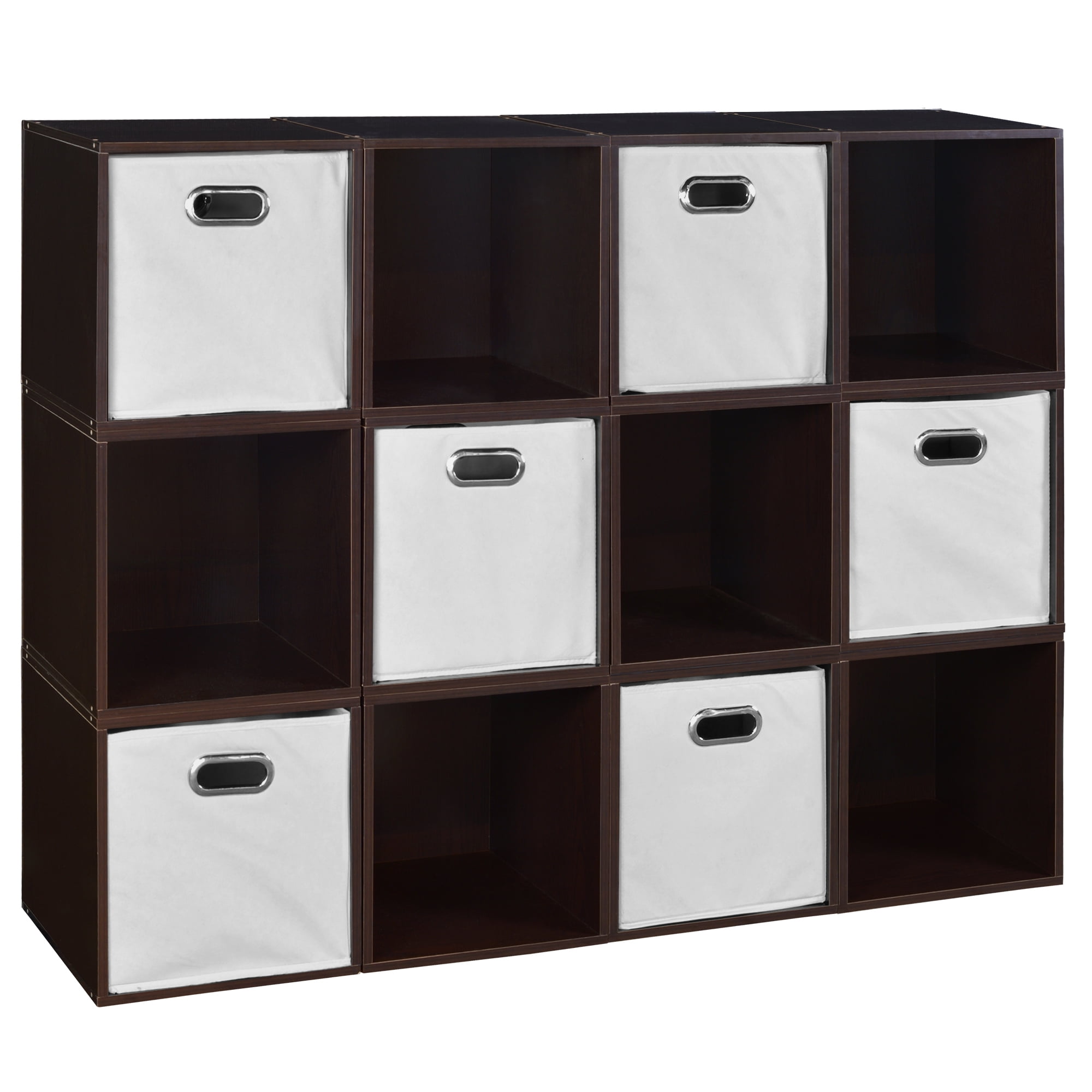 Niche Cubo Storage Organizer Open Bookshelf Set 12 Cubes 6 Canvas Bins