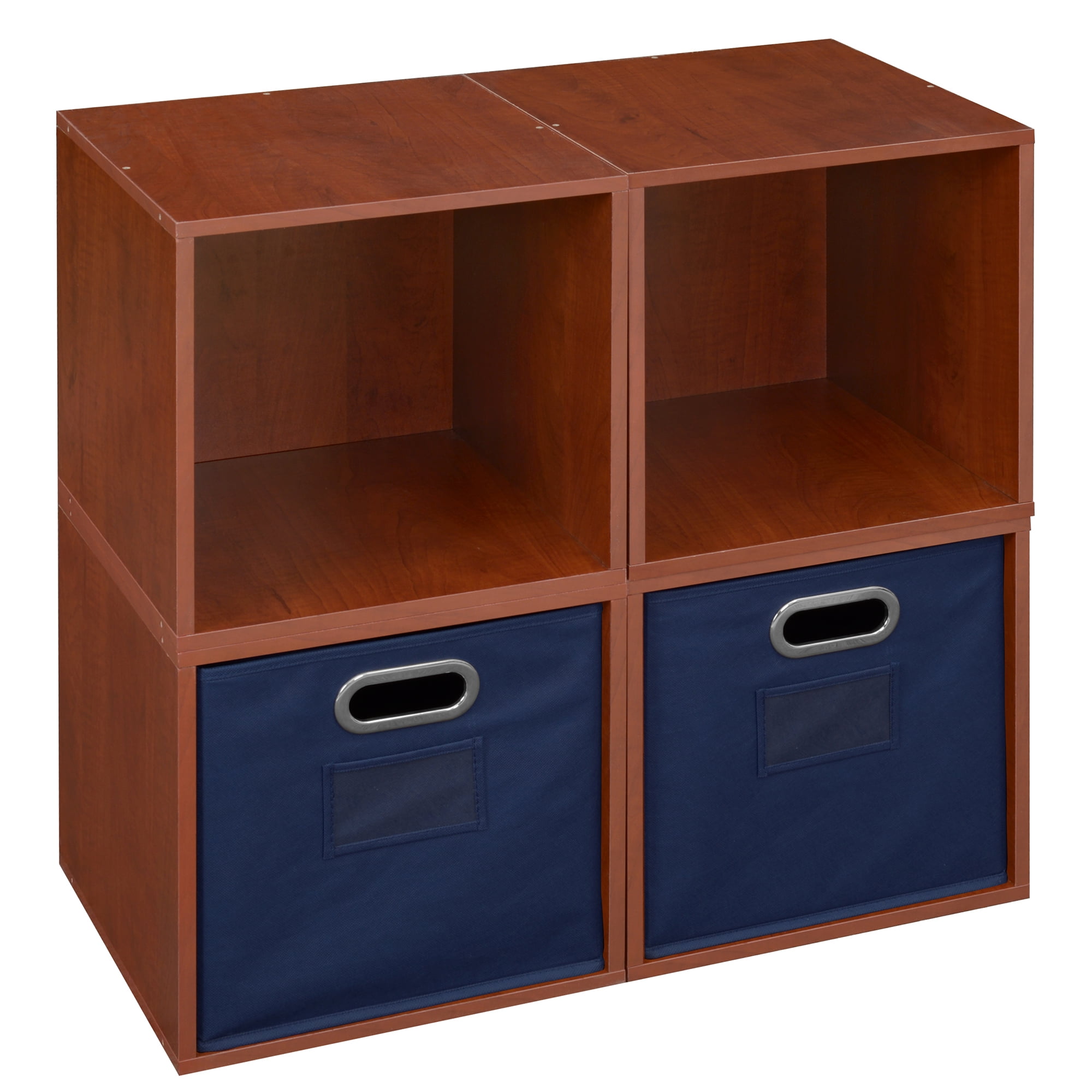 Niche Cubo Storage Organizer Open Bookshelf Set- 4 Cubes 2 Canvas Bins ...