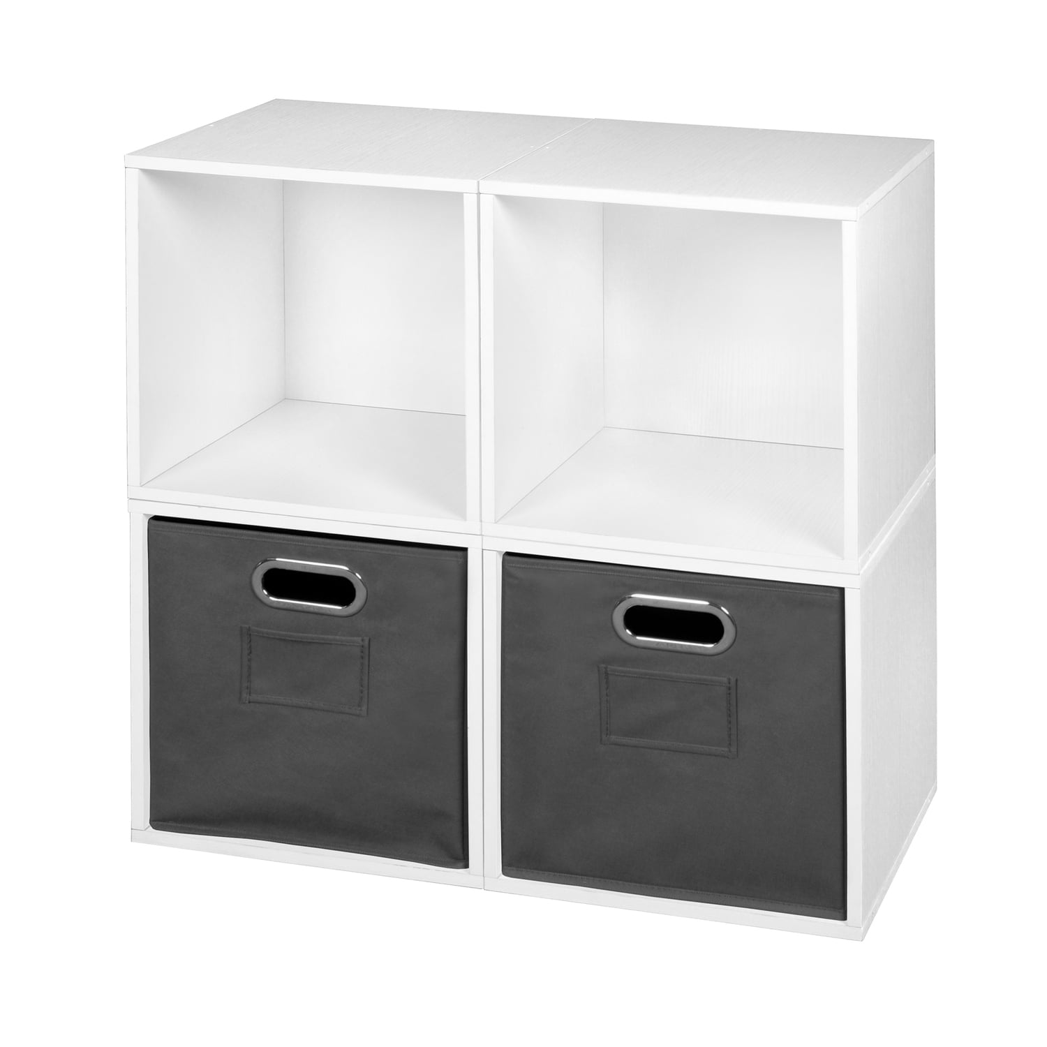 Niche Cubo Storage Organizer Open Bookshelf Set- 4 Cubes 2 Canvas Bins ...