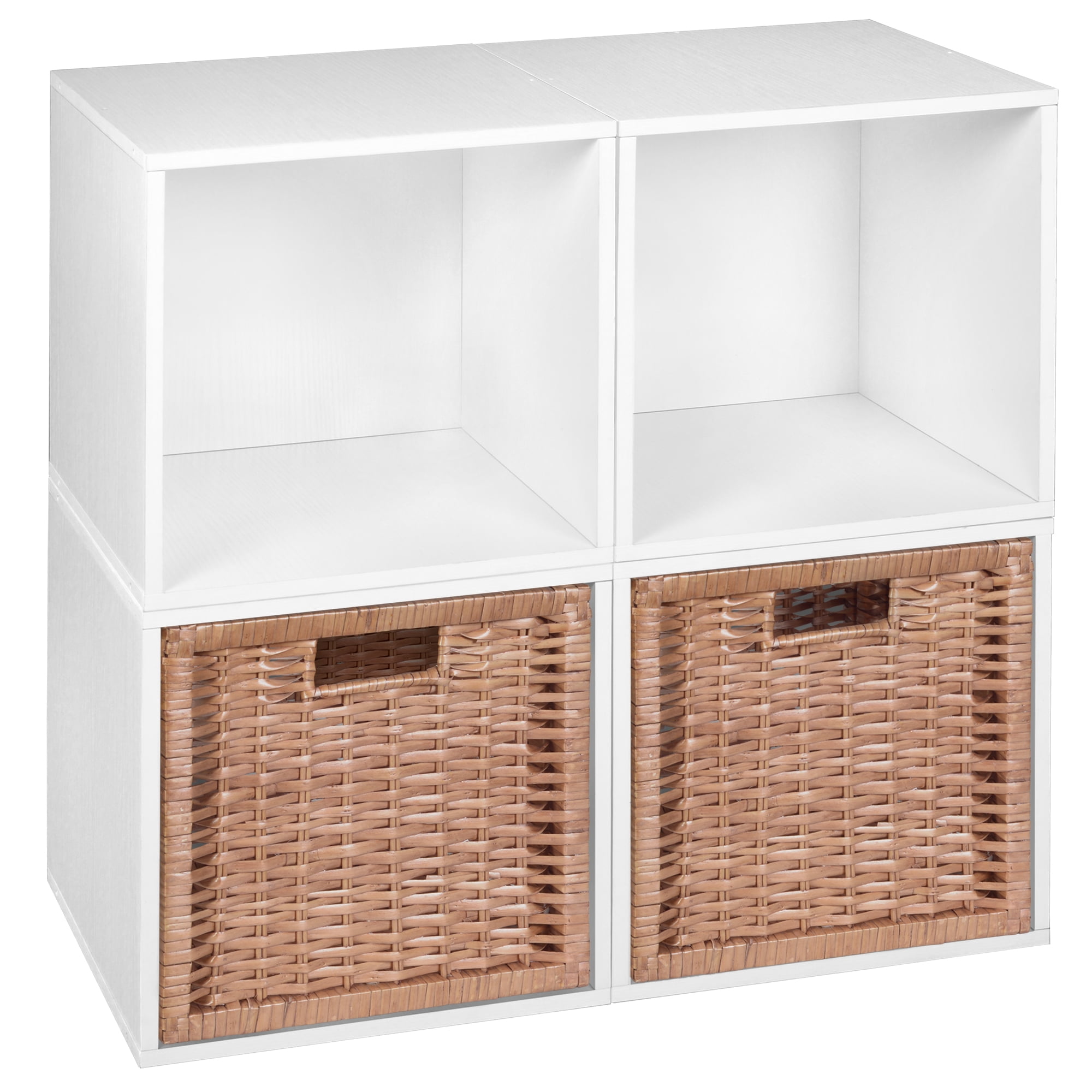 Niche Cubo Storage Organizer Open Bookshelf Set- 4 Cubes 2 Wicker ...