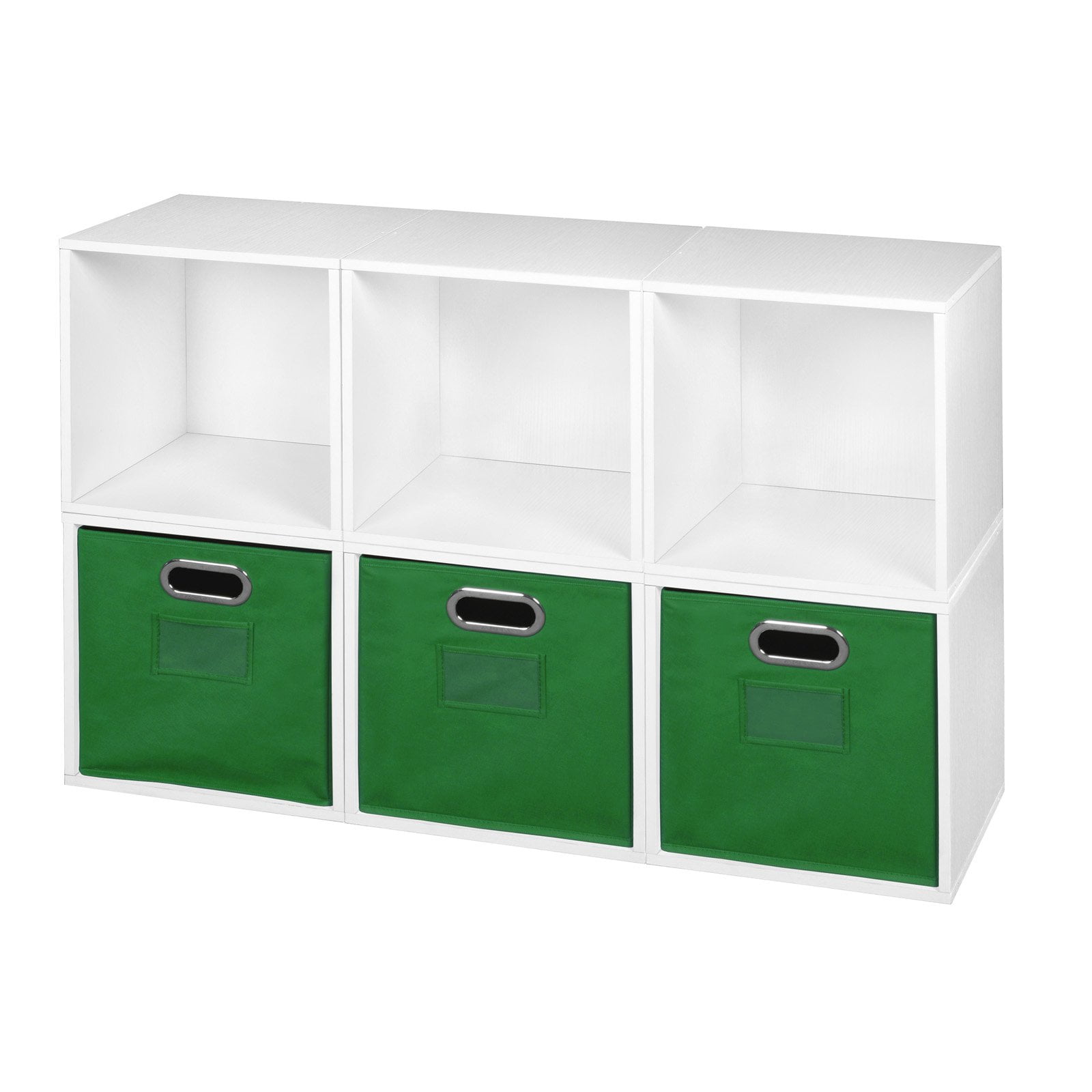 Niche Cubo Storage Organizer Open Bookshelf Set- 6 Cubes 3 Canvas Bins ...