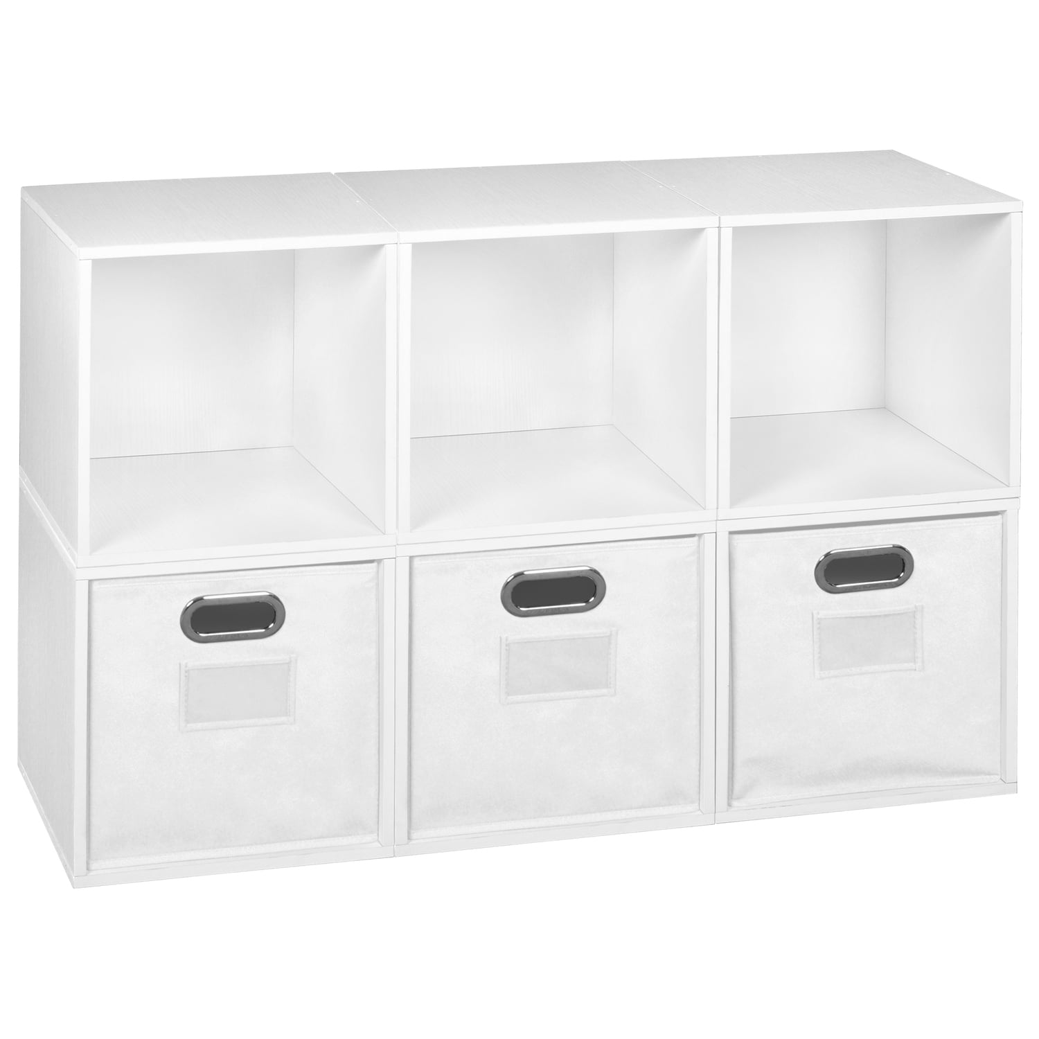 Niche Cubo Storage Organizer Open Bookshelf Set- 6 Cubes 3 Canvas Bins ...