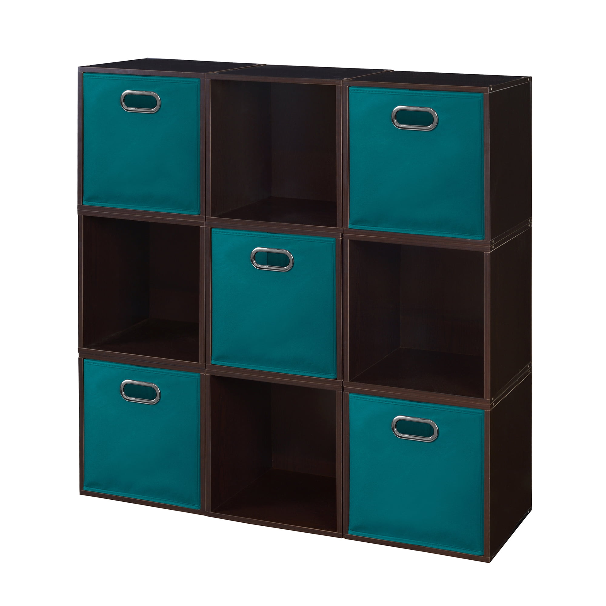 Cubo Storage Set - 9 Cubes and 5 Canvas Bins- Truffle/Teal - Walmart.com